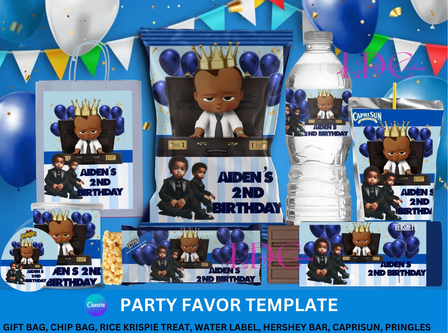 Editable Boy Boss Baby Party Favor Templates | Customizable Designs for ...