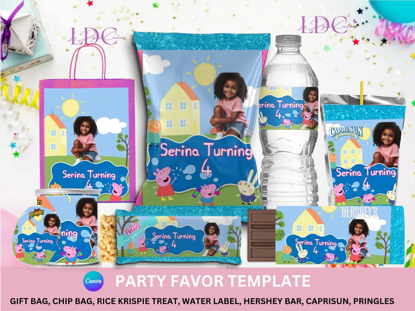 Editable Peppa Pig Party Favor Templates | Customizable Designs for ...