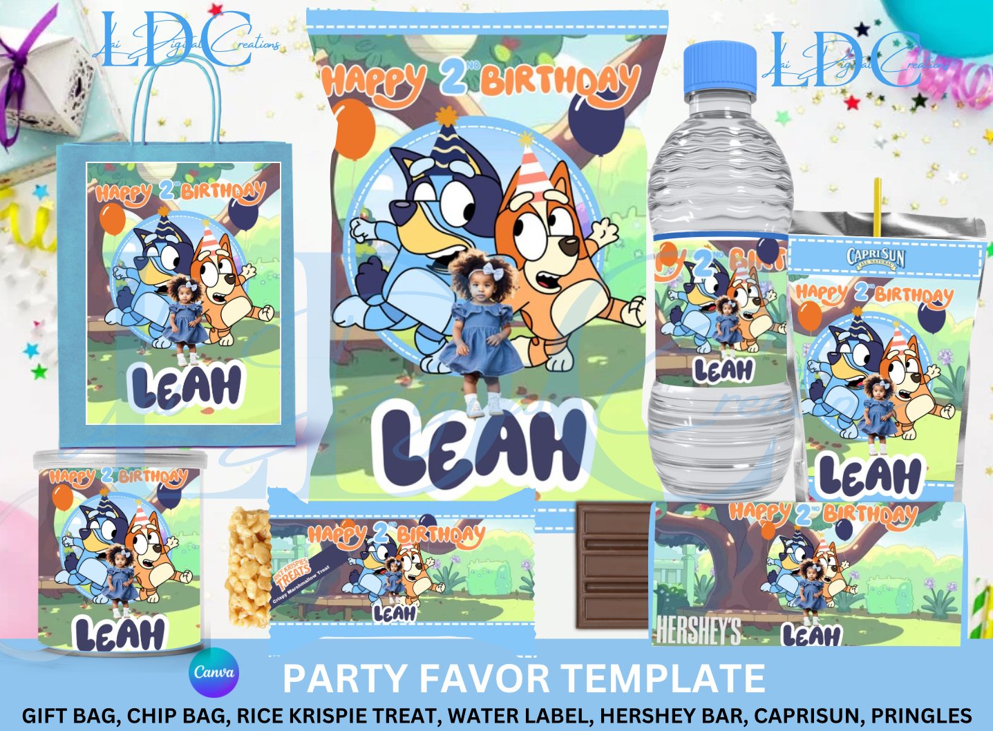 Editable Bluey Party Favor Templates | Customizable Designs for Canva ...