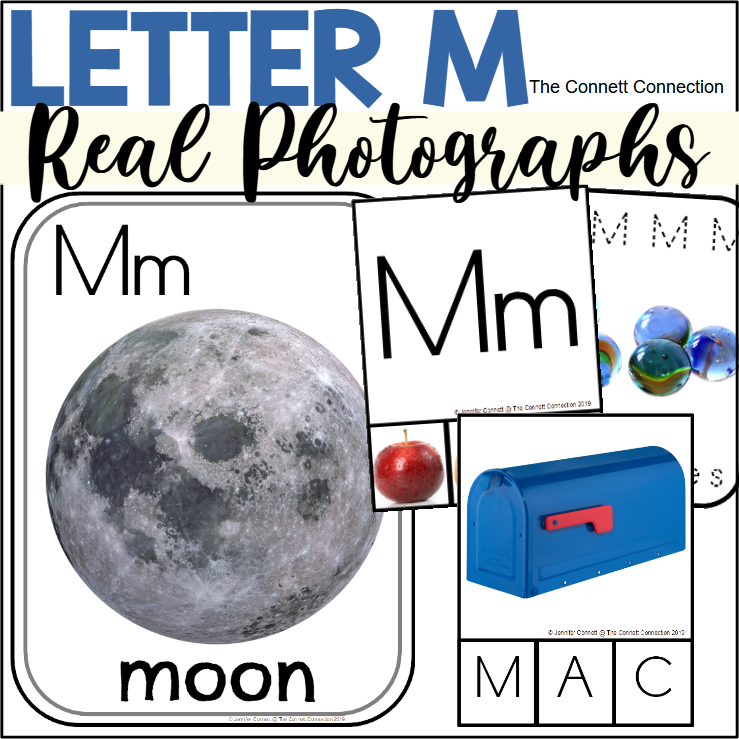 Letter M Phonics and Writing Centers with Real Photographs