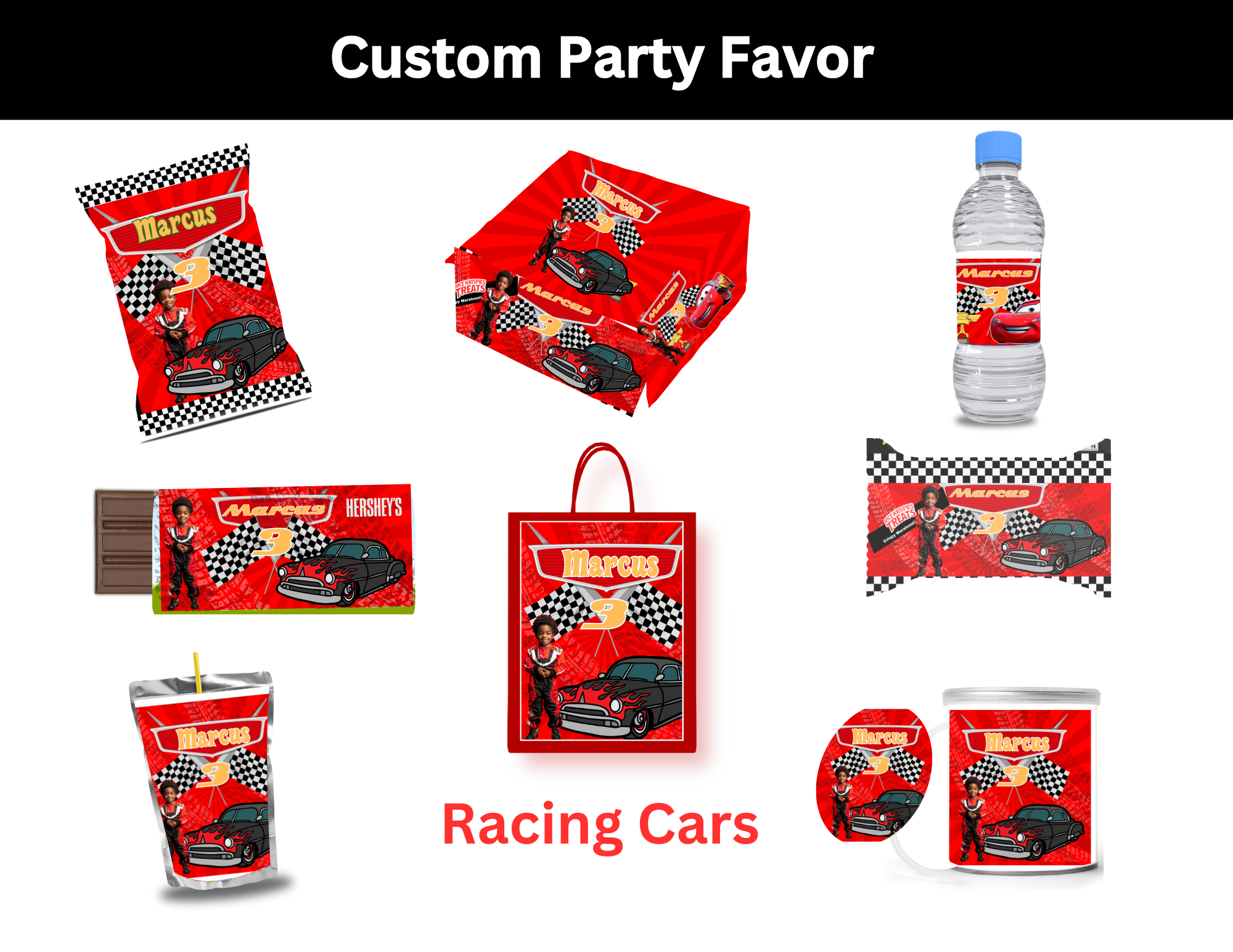 Racing Car themed editable party favor template - Payhip