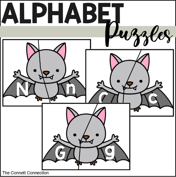 Bats Alphabet and Number Cards and Puzzles