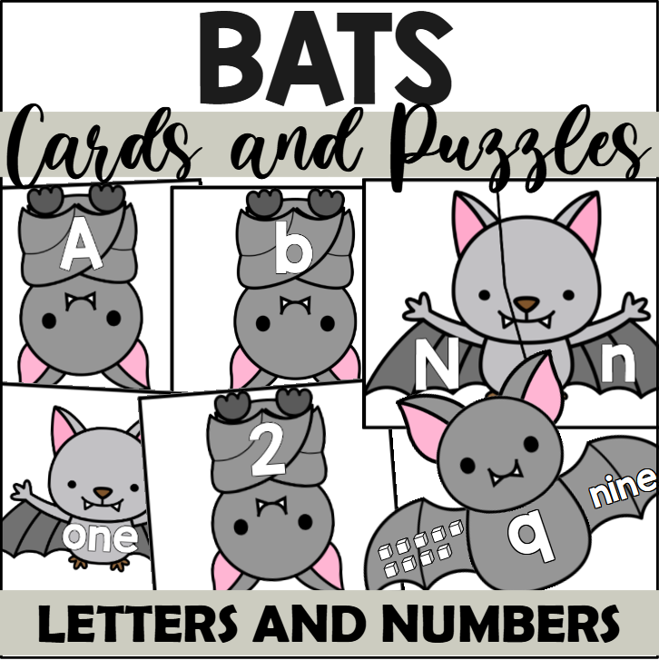 Bats Alphabet and Number Cards and Puzzles