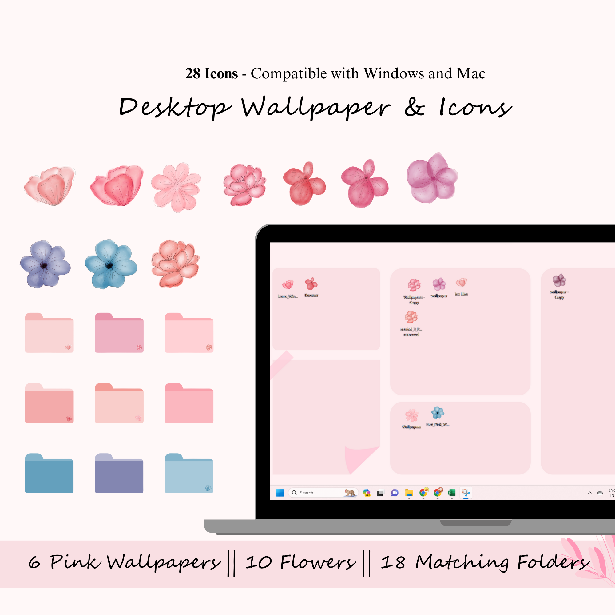 Pink Desktop wallpapers with Icons - Payhip
