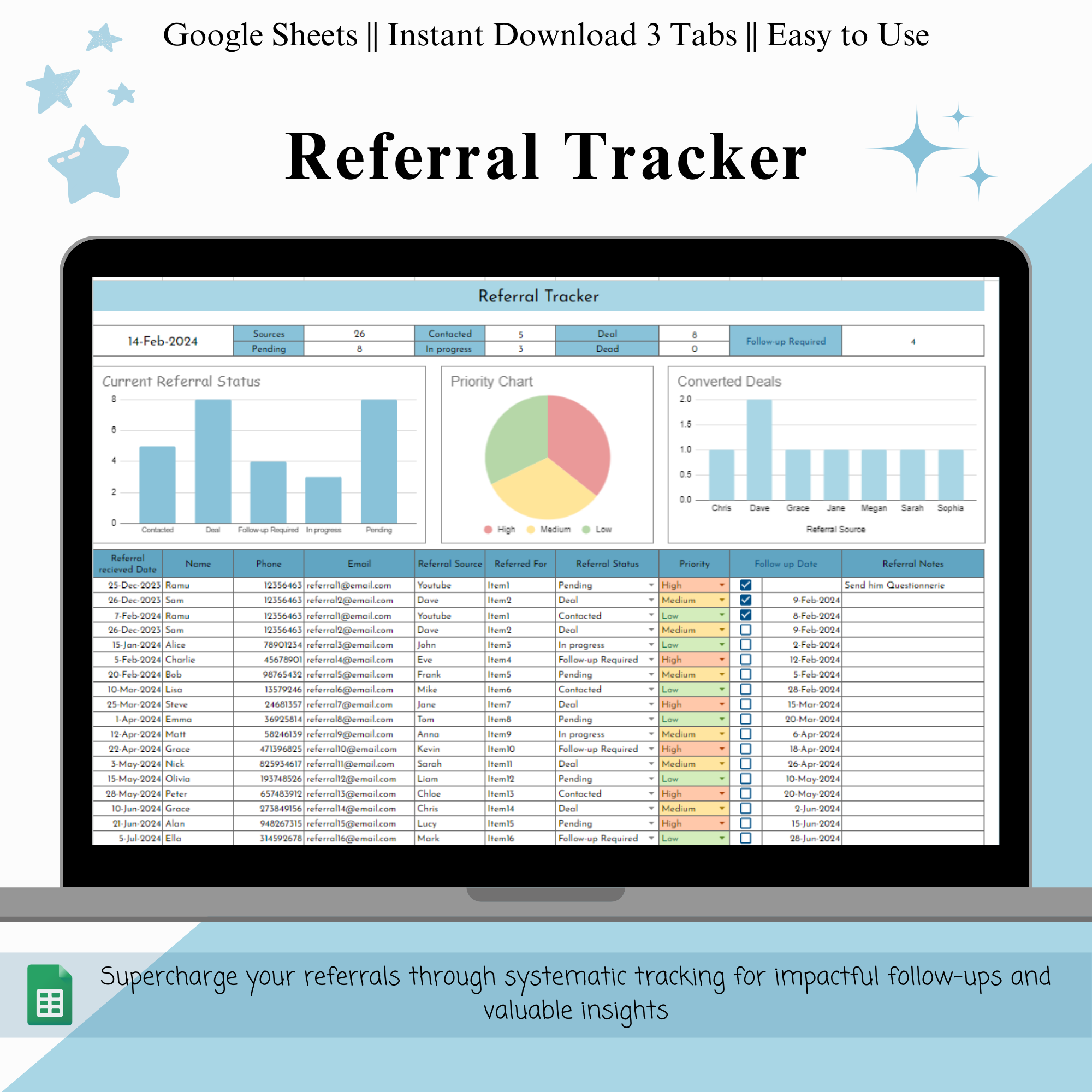 Lead Tracker Google Sheet - Payhip