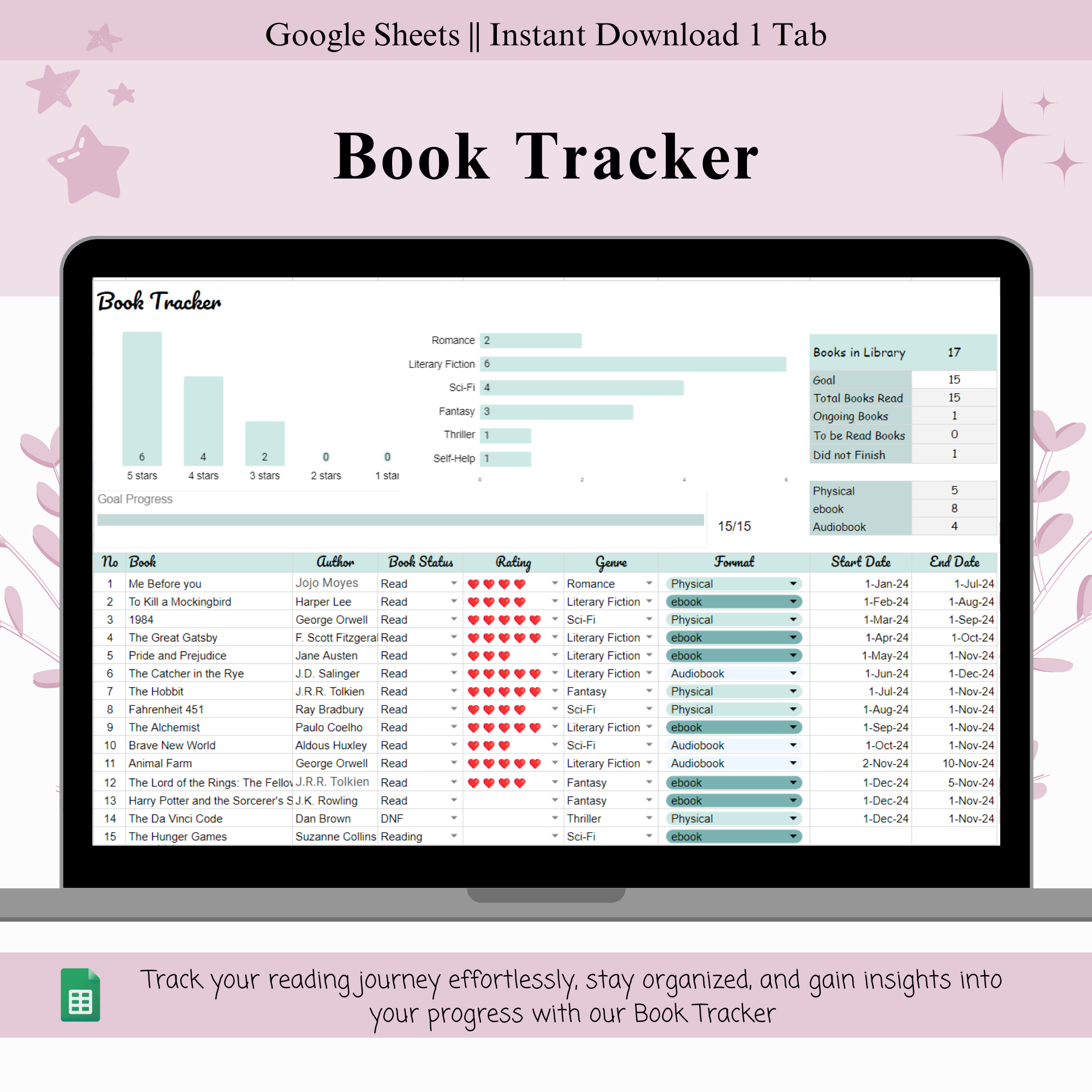 Book Tracker Google Sheet - Payhip