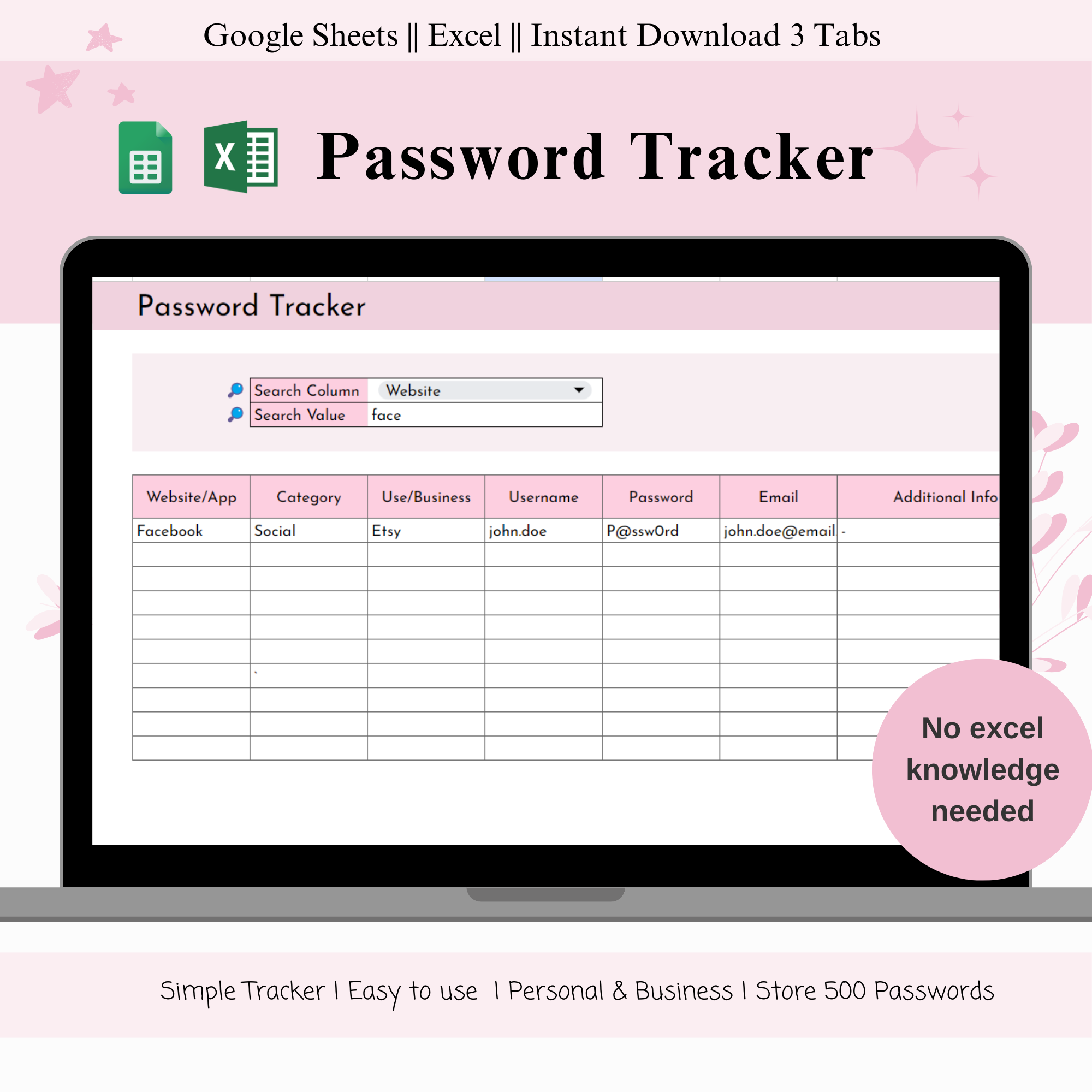 Password Tracker Google Sheet - Payhip