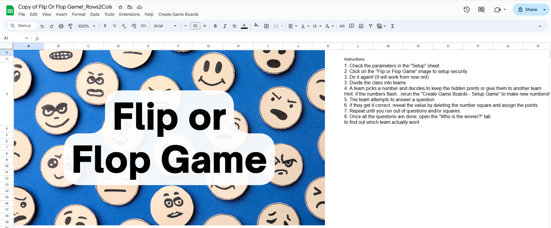 Flip Or Flop Game - Google Sheet Template - Payhip