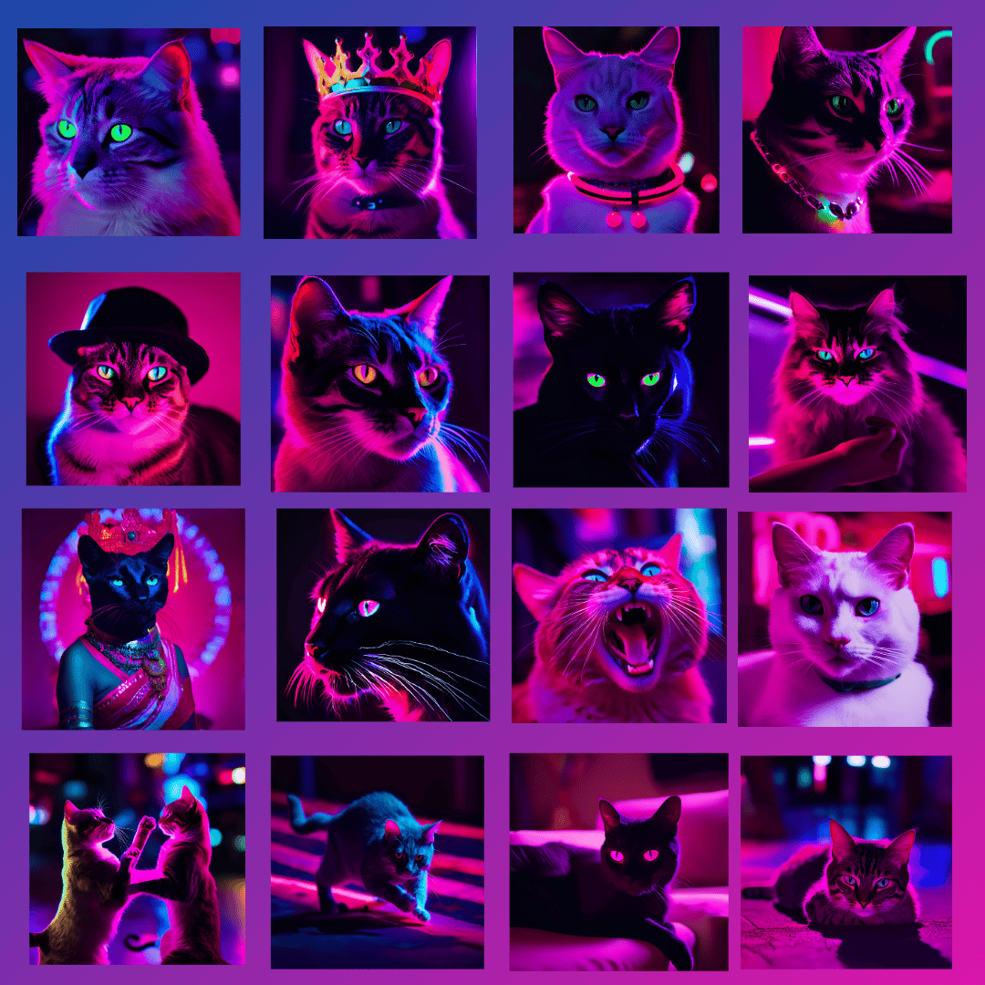 Neon Cat Art, 20 digital images - Payhip