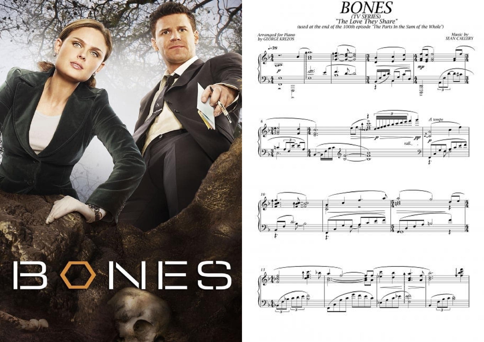 BONES (2010 S5.E16) The Love They Share - Sean Callery (Piano Sheet Music)
