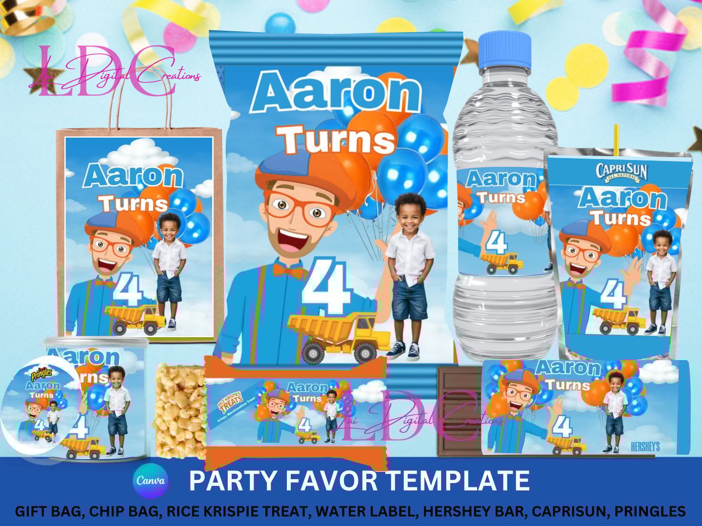 Blippi Party Favor Template Set | Editable Designs for Canva - Payhip