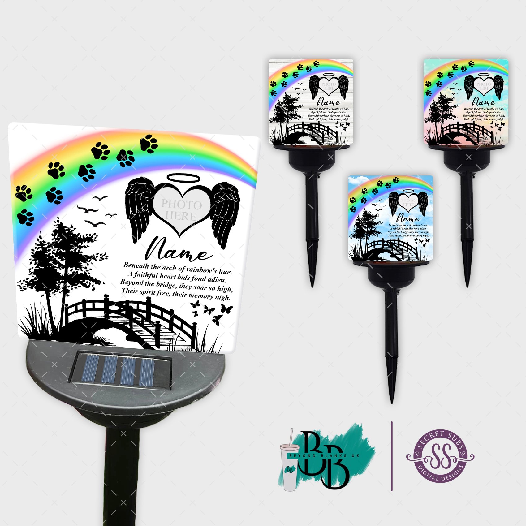 Rainbow Bridge Pet Memorial Solar Square Garden Marker Bundle - Payhip