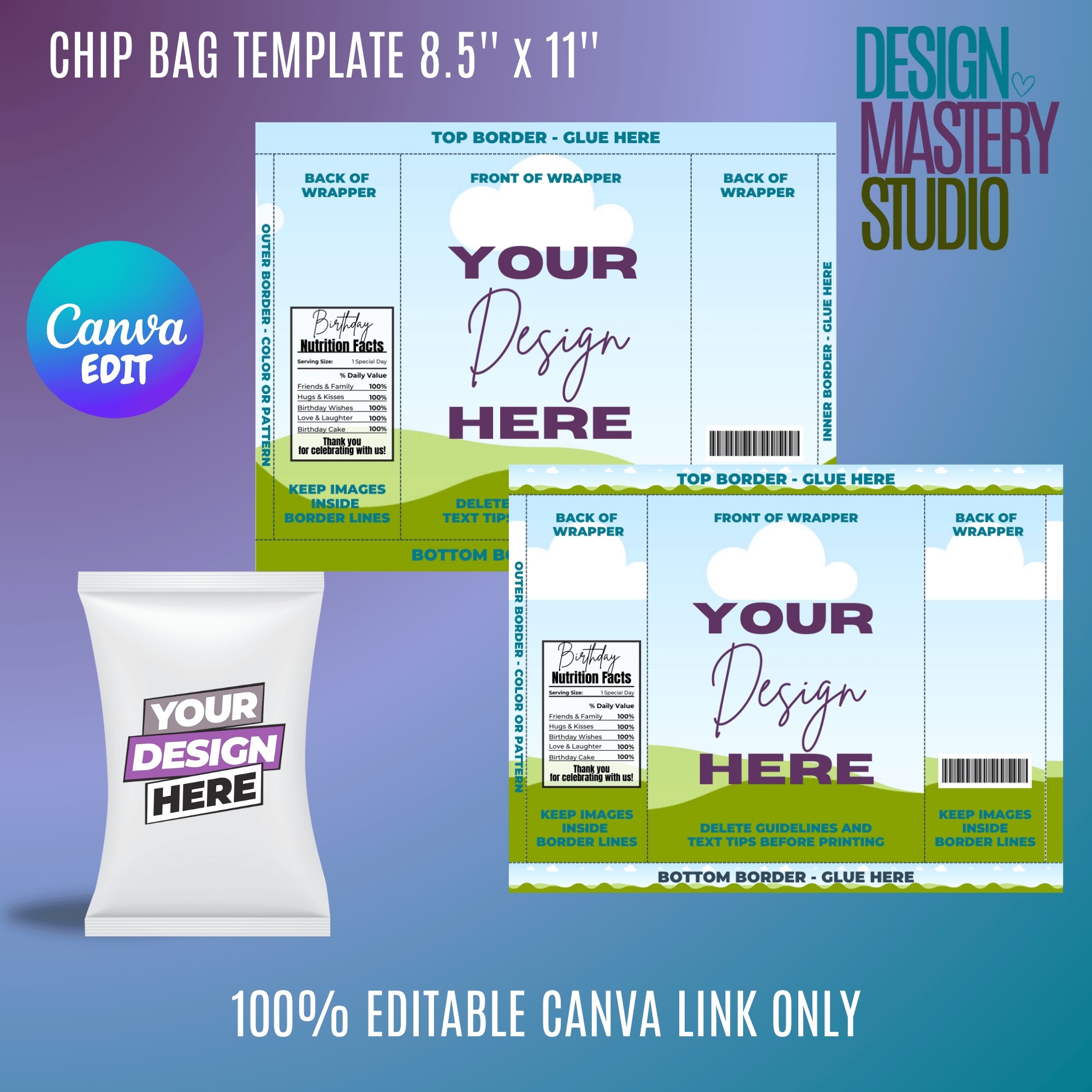 Editable Chip Bag Template-Canva Editable- Instant Download - Payhip