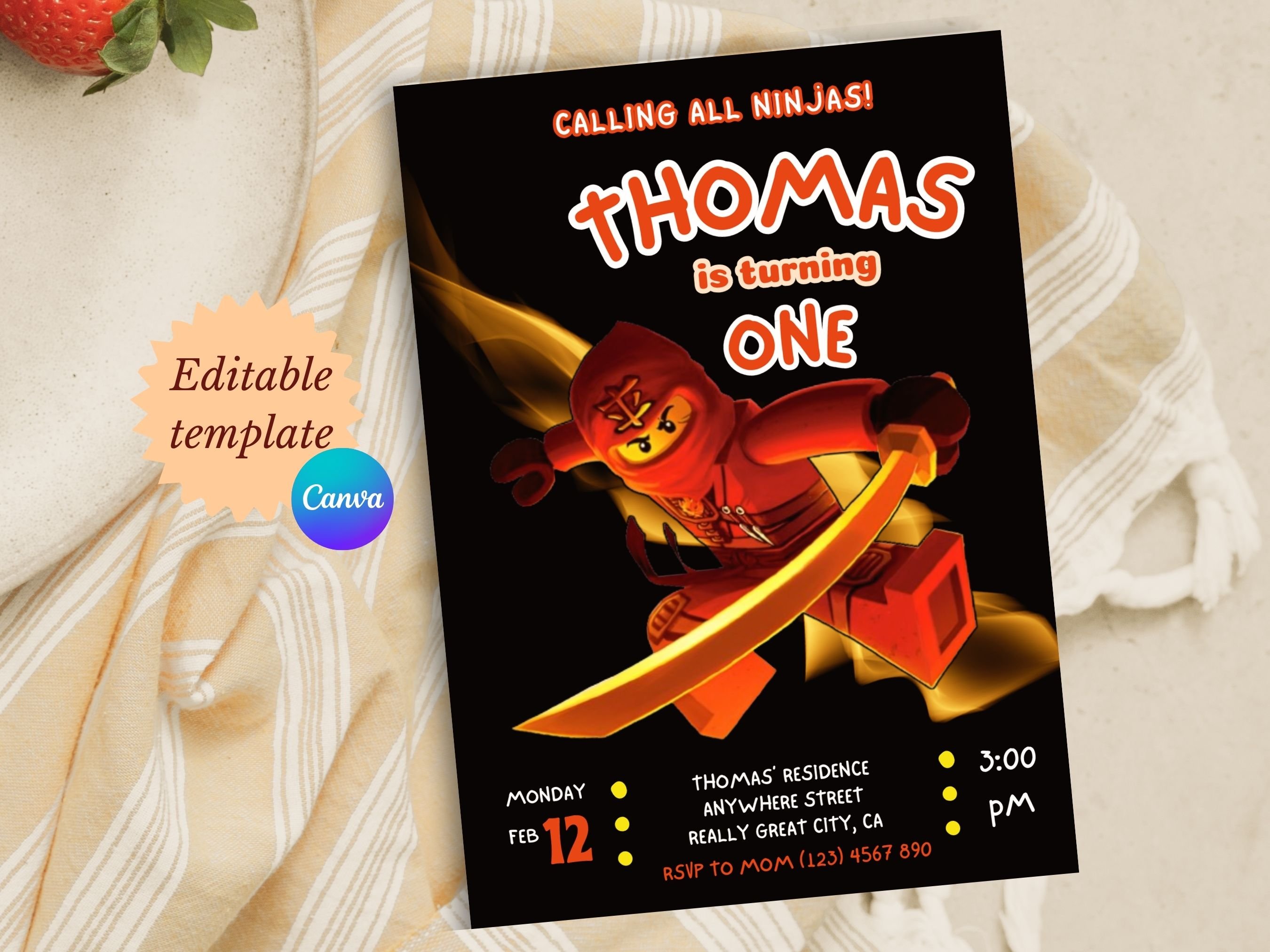 Lego Ninjago Birthday Invitation Template - Payhip