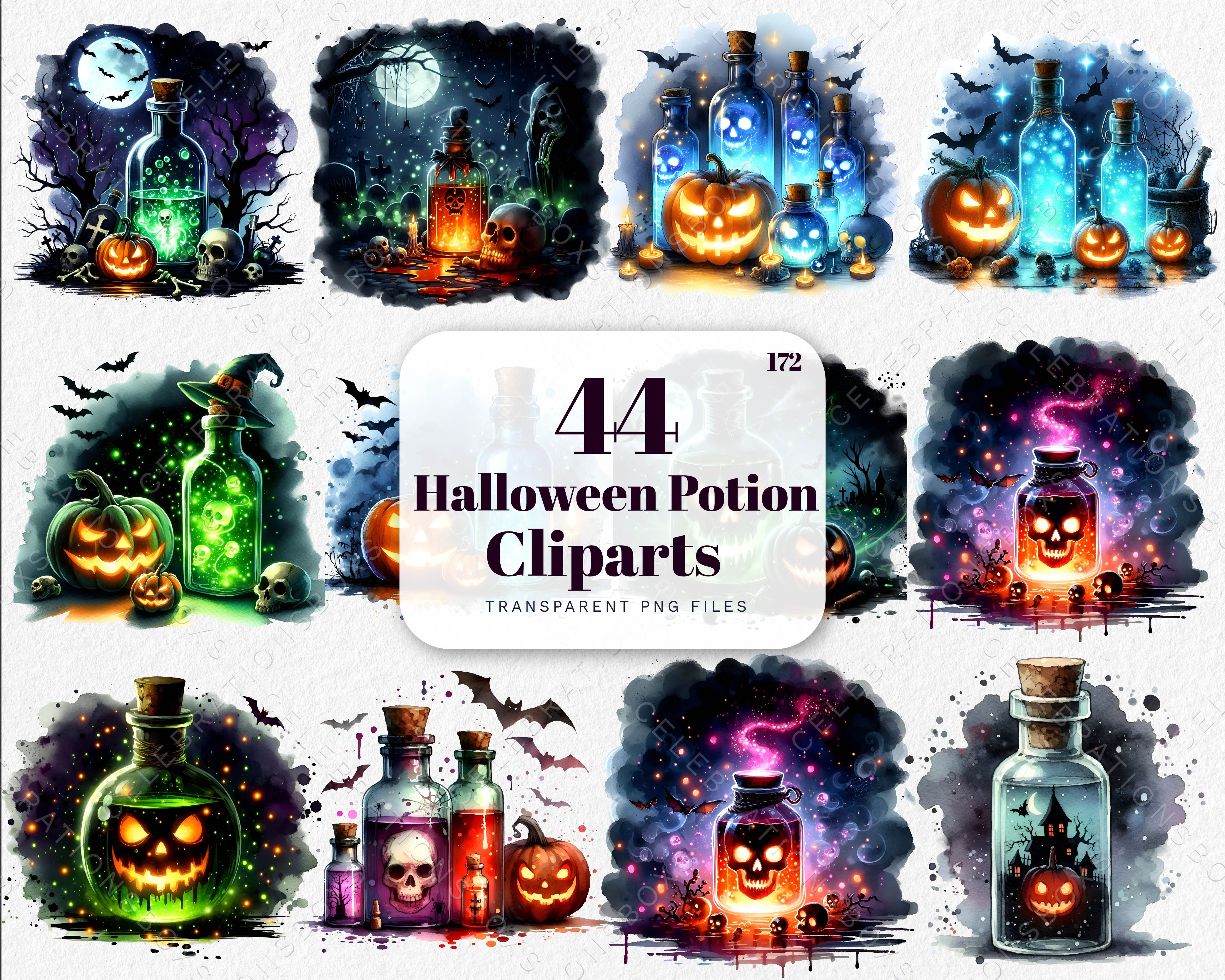 Watercolor Halloween Potions Clipart | 172 - Payhip