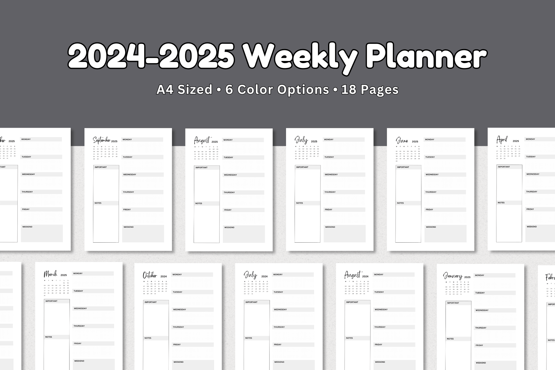 2024-2025 Mid-Year Weekly Planner (A4) - Payhip