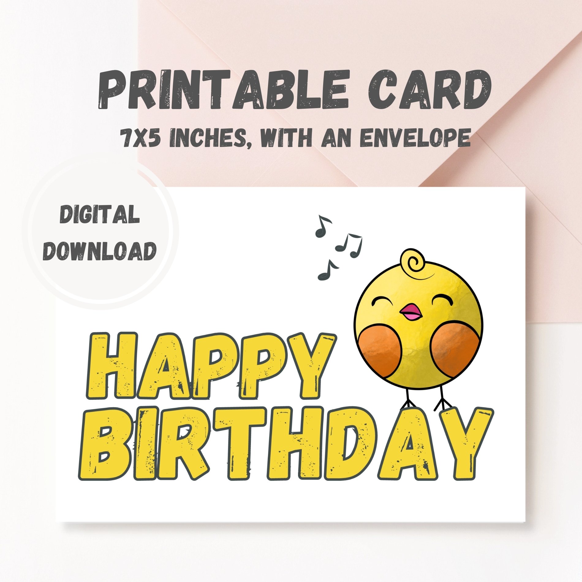 Printable Happy Birthday Card for Kids, Cute Birthday Card, Cartoon ...