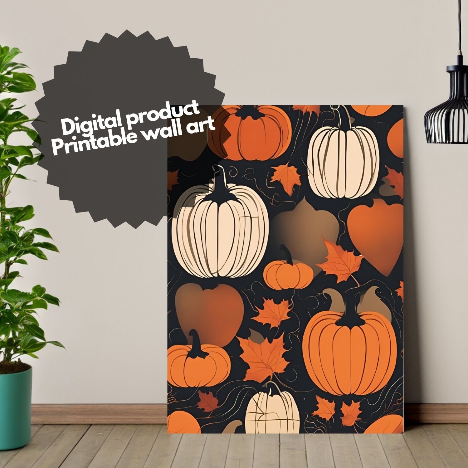 Halloween pumpkin printable wall art. Invitation for october party ...