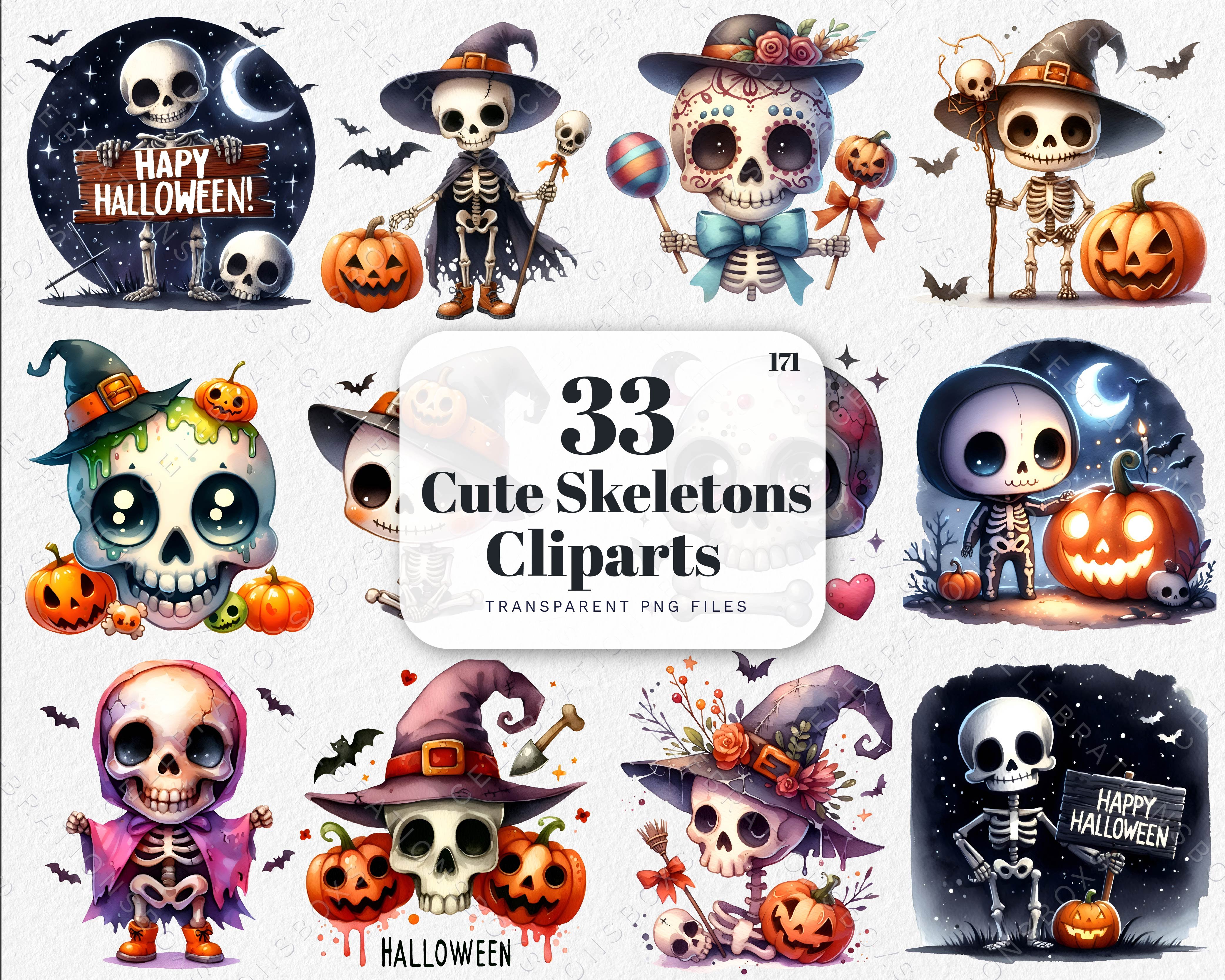 Cute Halloween Skeleton Clipart | 171 - Payhip
