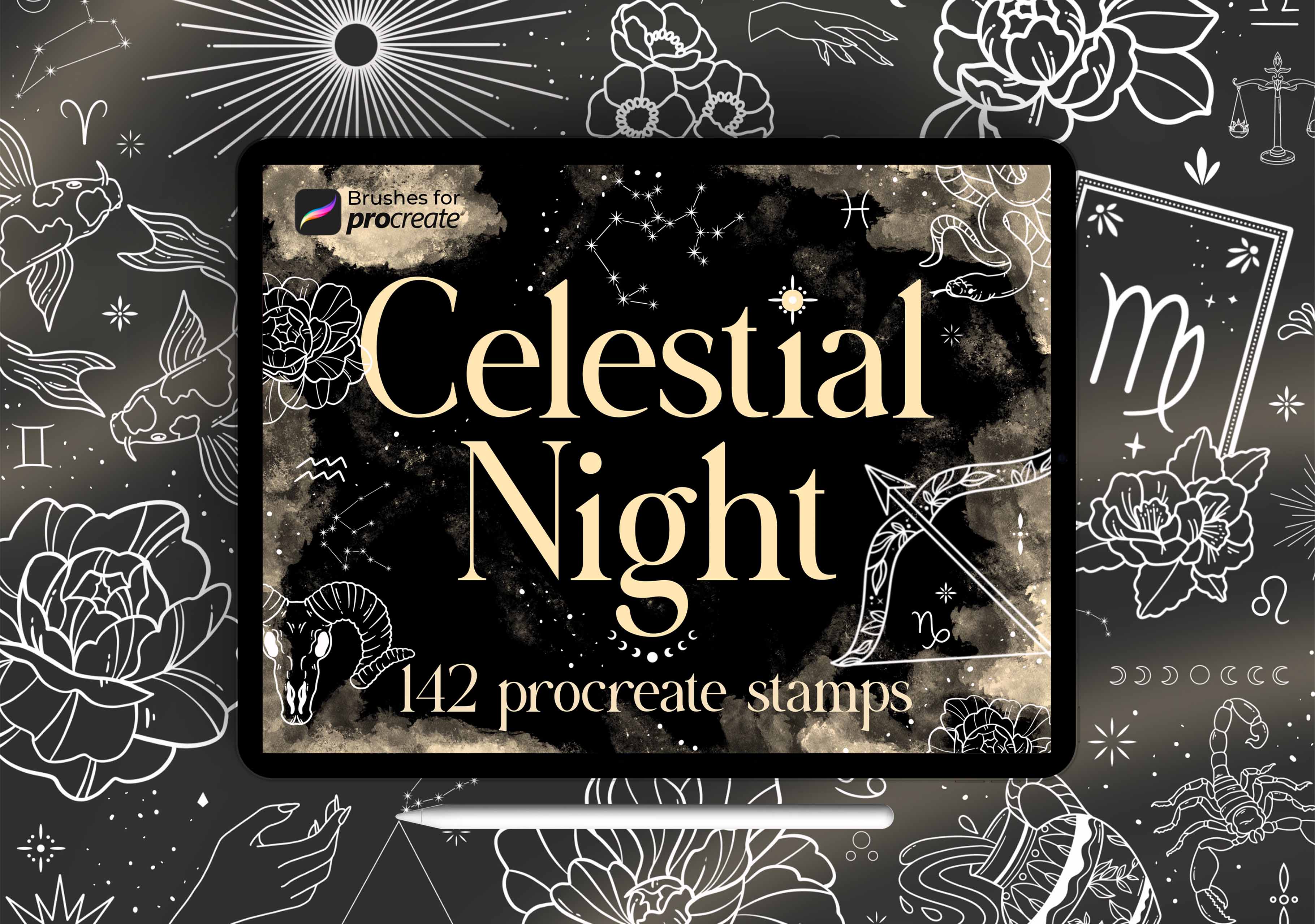 140 procreate celestial night stamps, two bonus brushes - Payhip