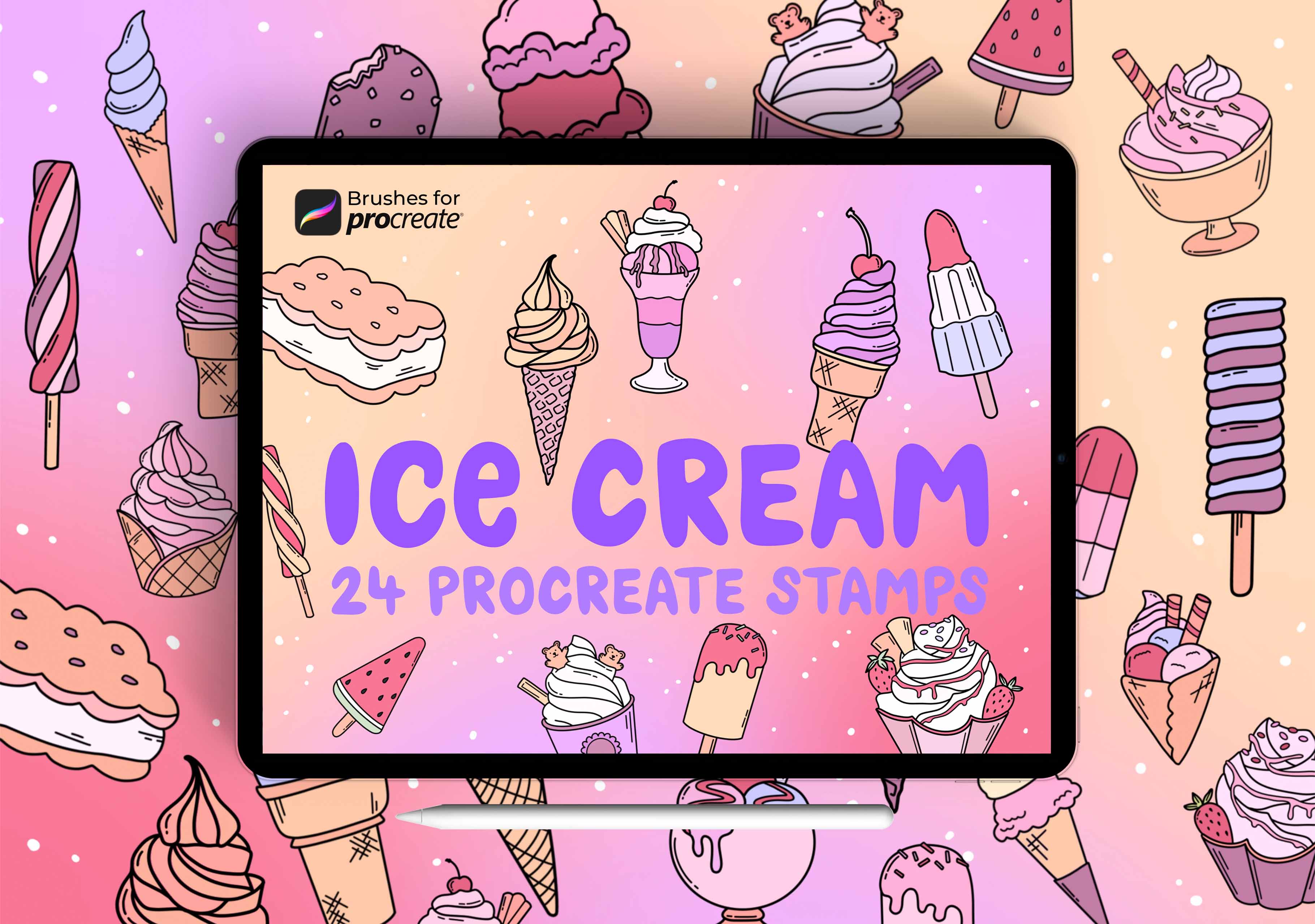 24 procreate ice cream stamp brushes - Payhip