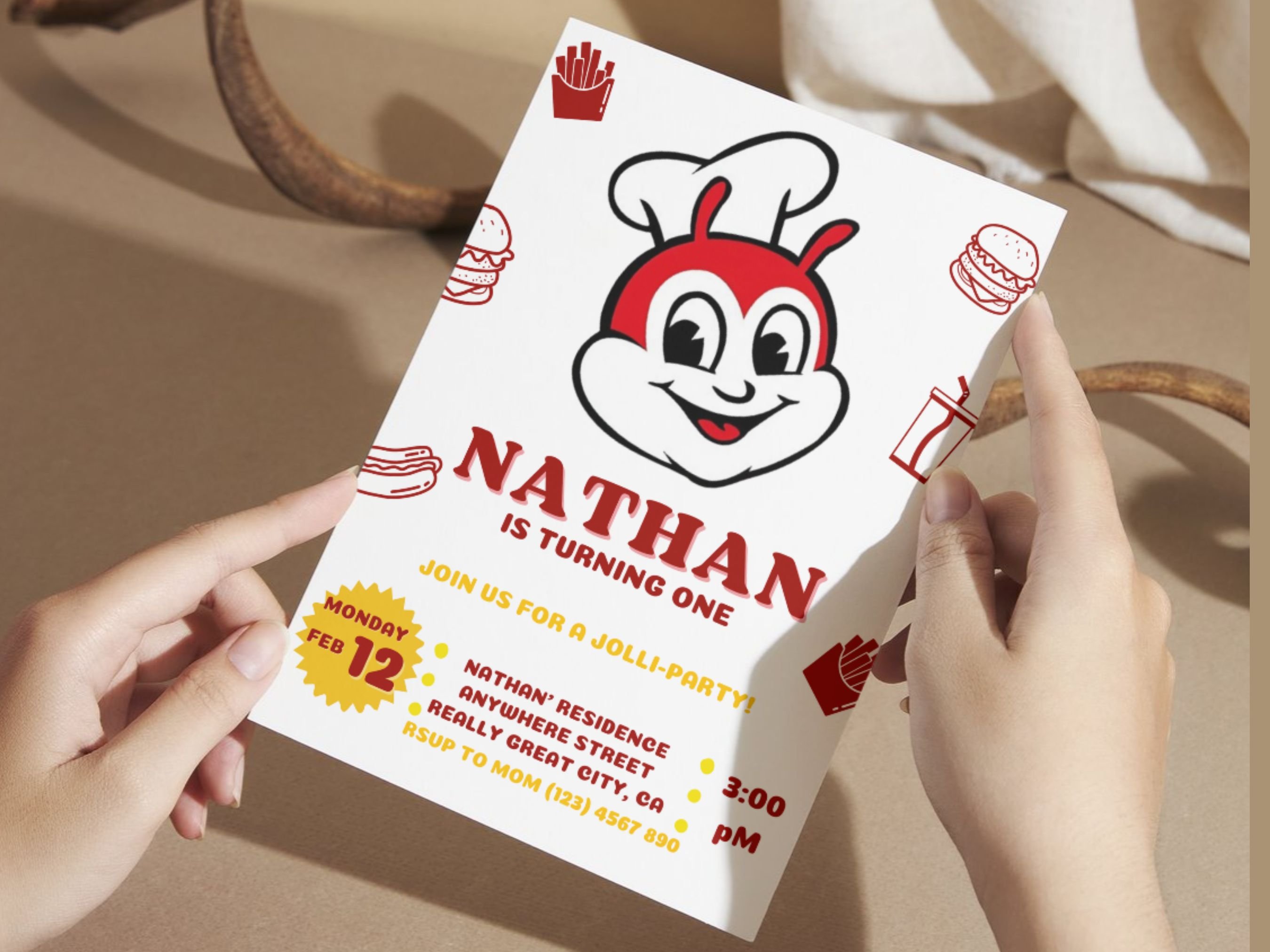 Jollibee Birthday Party | Personalized Invitation Jollibee Themed Party ...