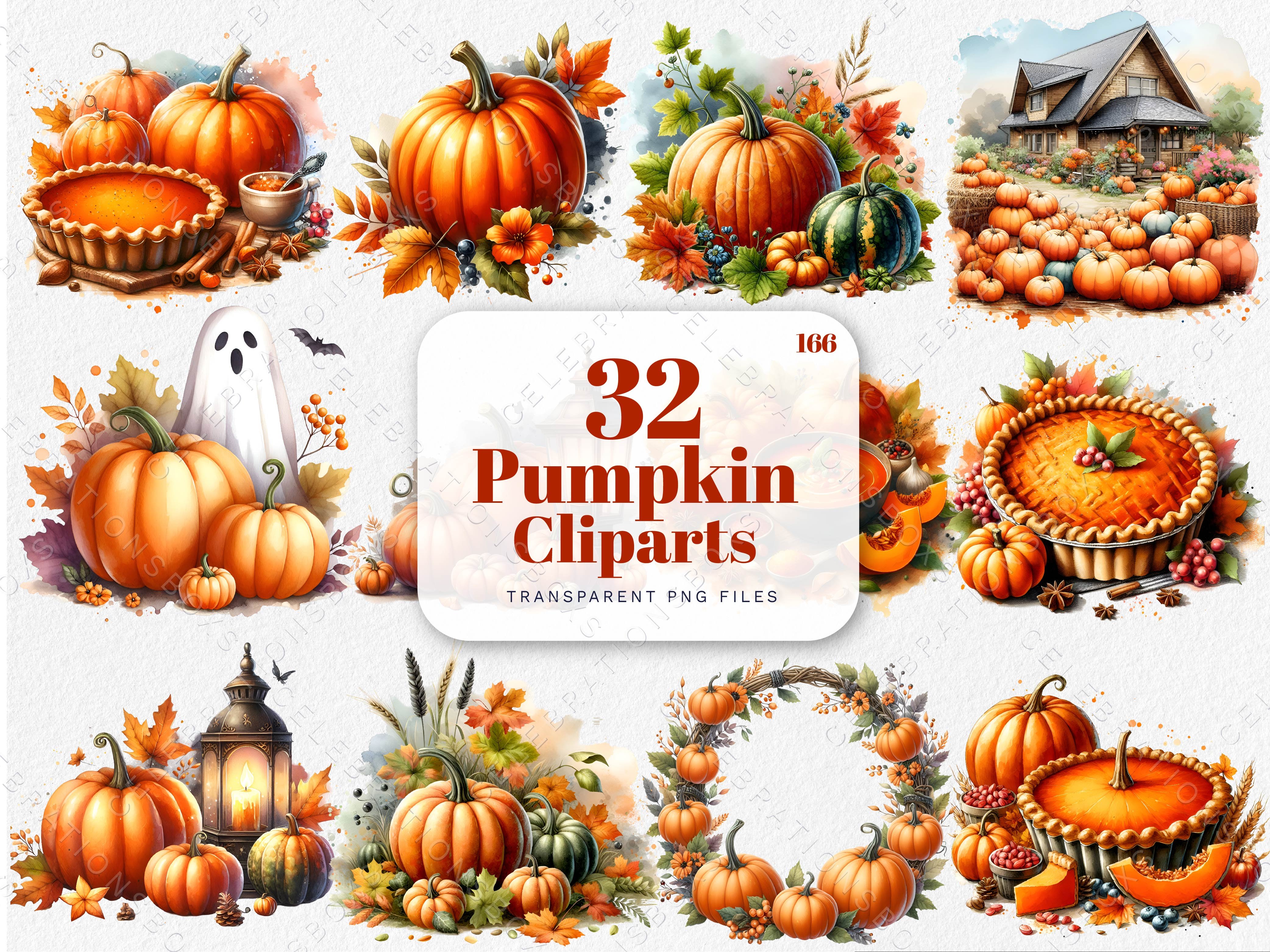 Watercolor Halloween Pumpkins Clipart | 166 - Payhip