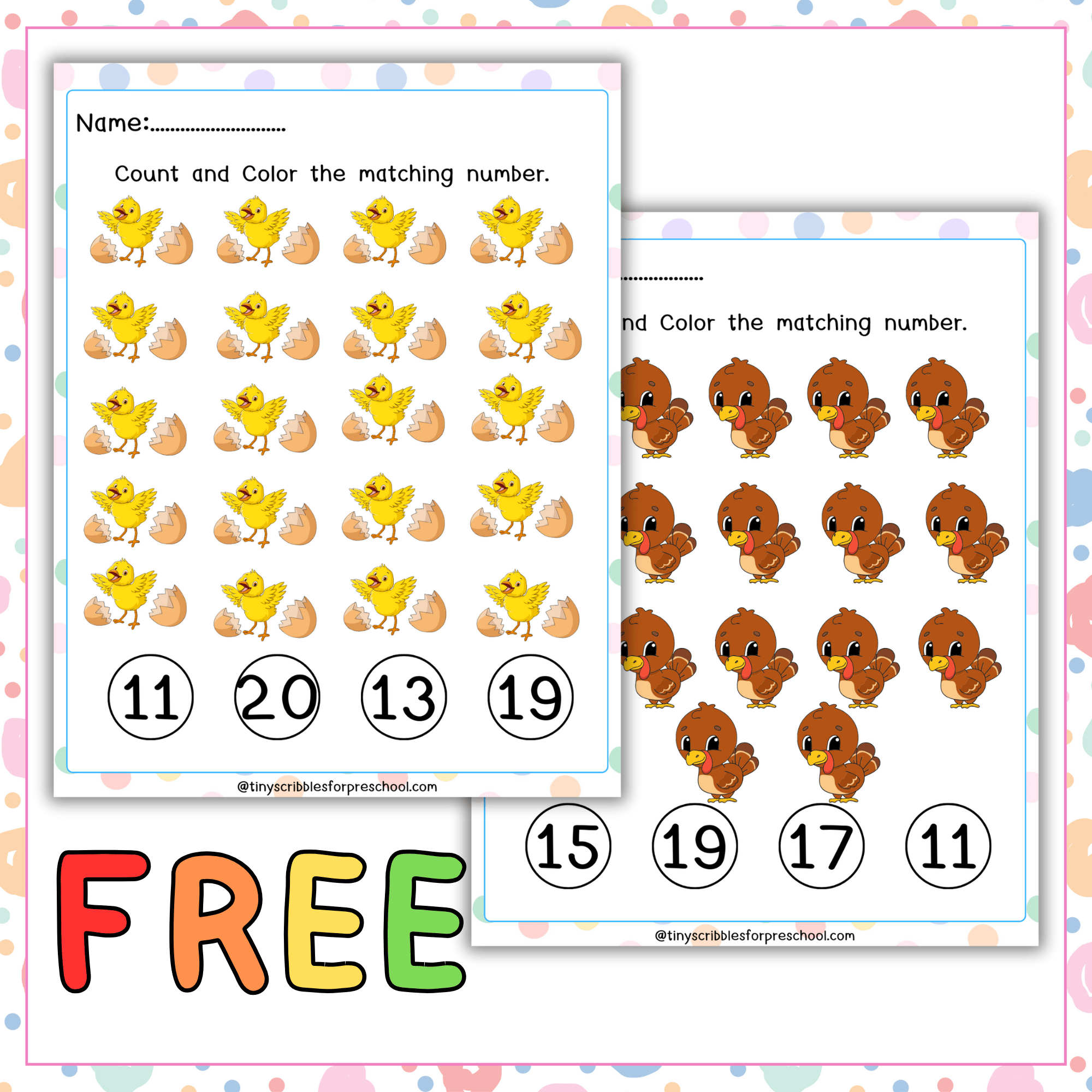 Free Counting Farm Animals: Number Recognition Worksheets for Kids (11 ...