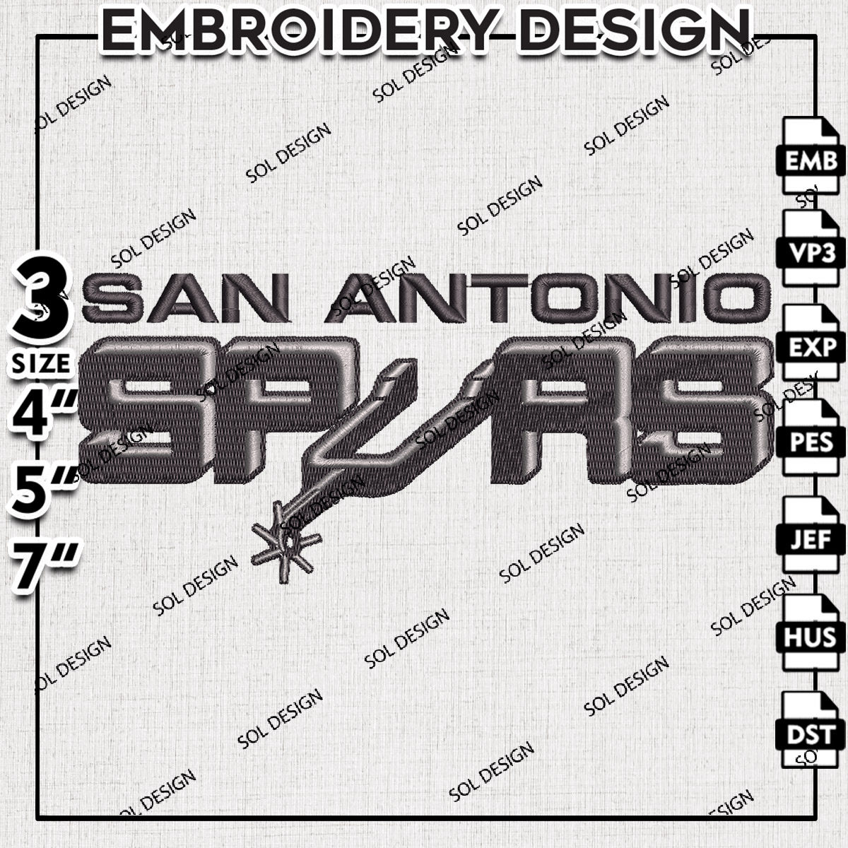 San Antonio Spurs Logo Embroidery Design Files, NBA Logo Embroidery ...