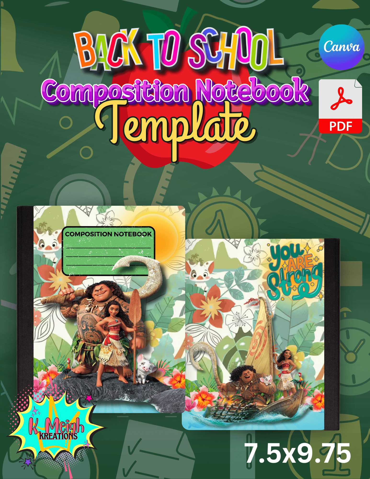 Editable Themed Composition Notebook Template, Canva Editable, PDF File ...