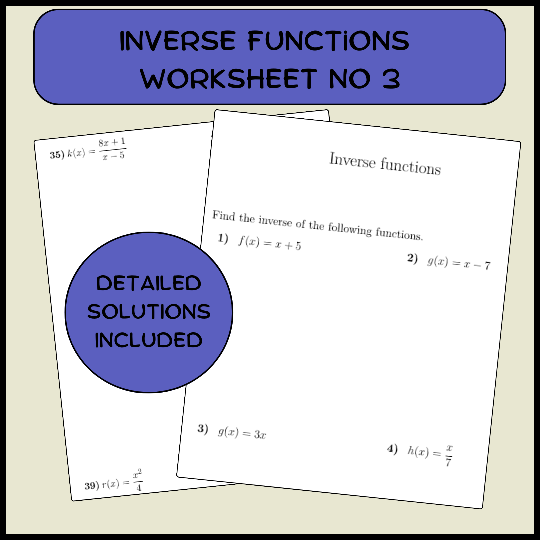 Equality of Functions Worksheet (with solutions)