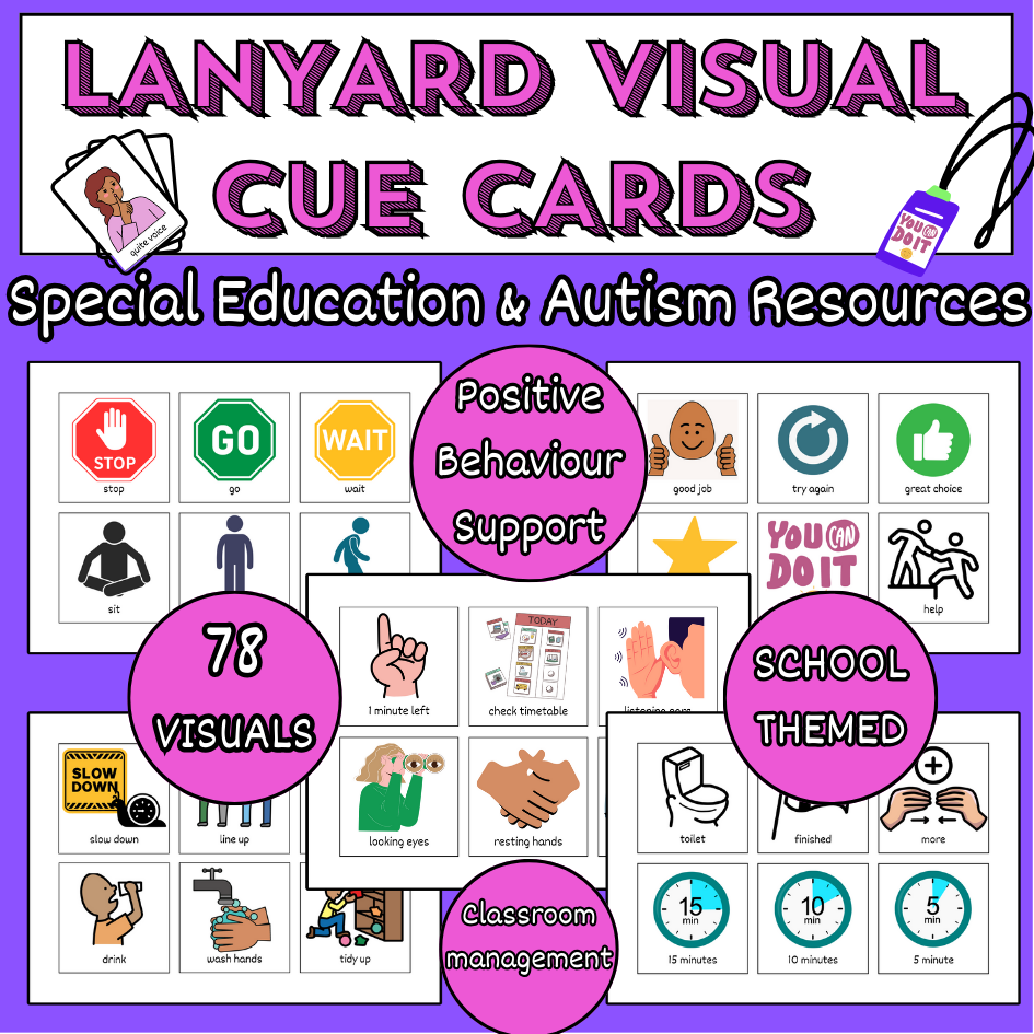Visual Cue Cards | Autism Lanyard Visuals | Positive Behavior ...