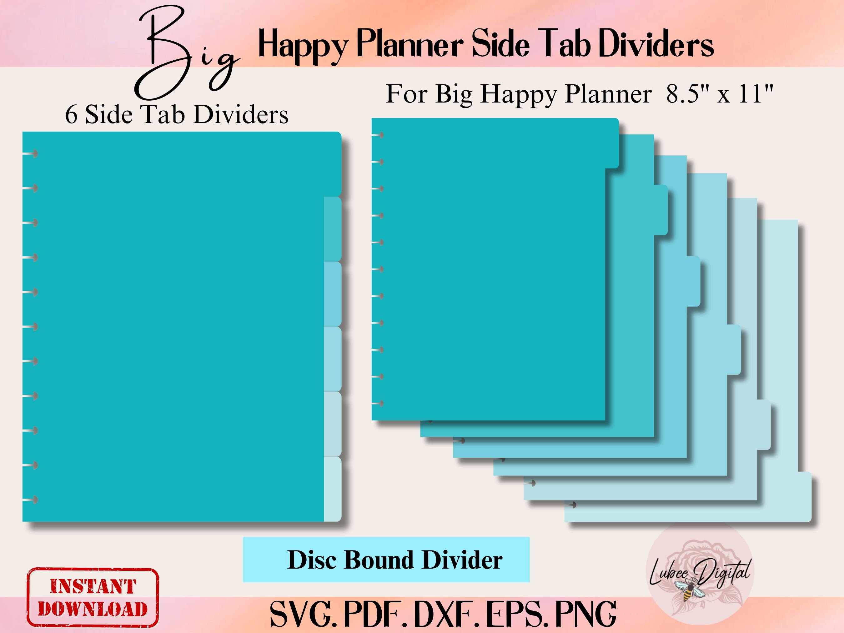 Classic Happy Planner Disc Bound Divider Template,Binder Dividers Cut ...