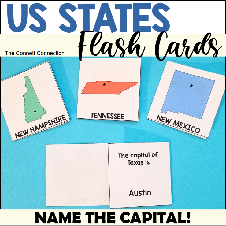US States and Capitals Foldable Flash Cards