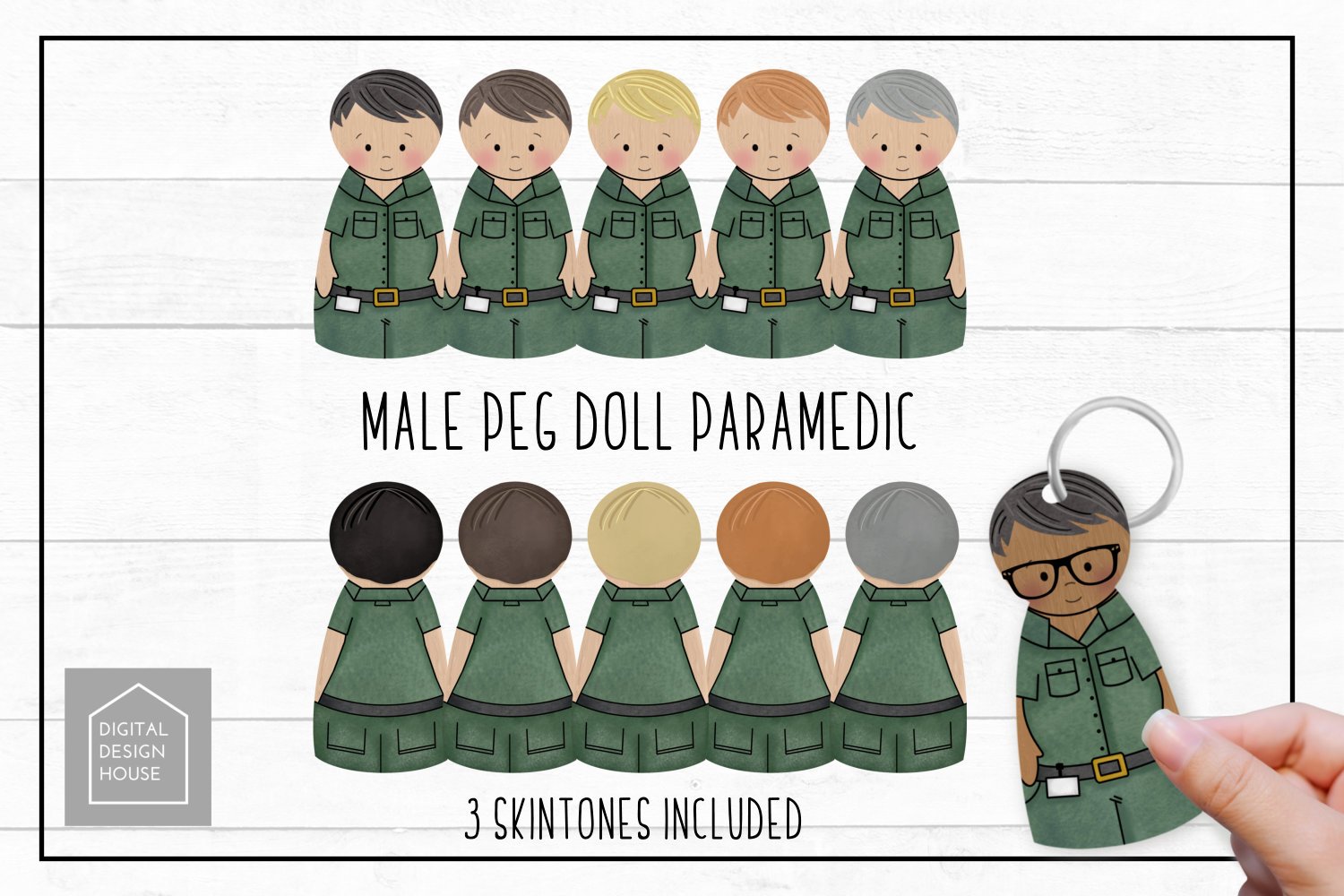 Peg Doll MALE PARAMEDICS in 3 Skin Tones Backs Included - Payhip