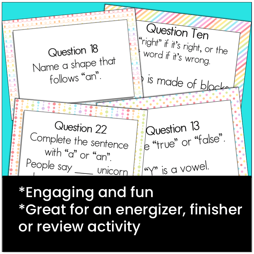 "A" or "An" Grammar Games Fun Practice Activities ESL ELL
