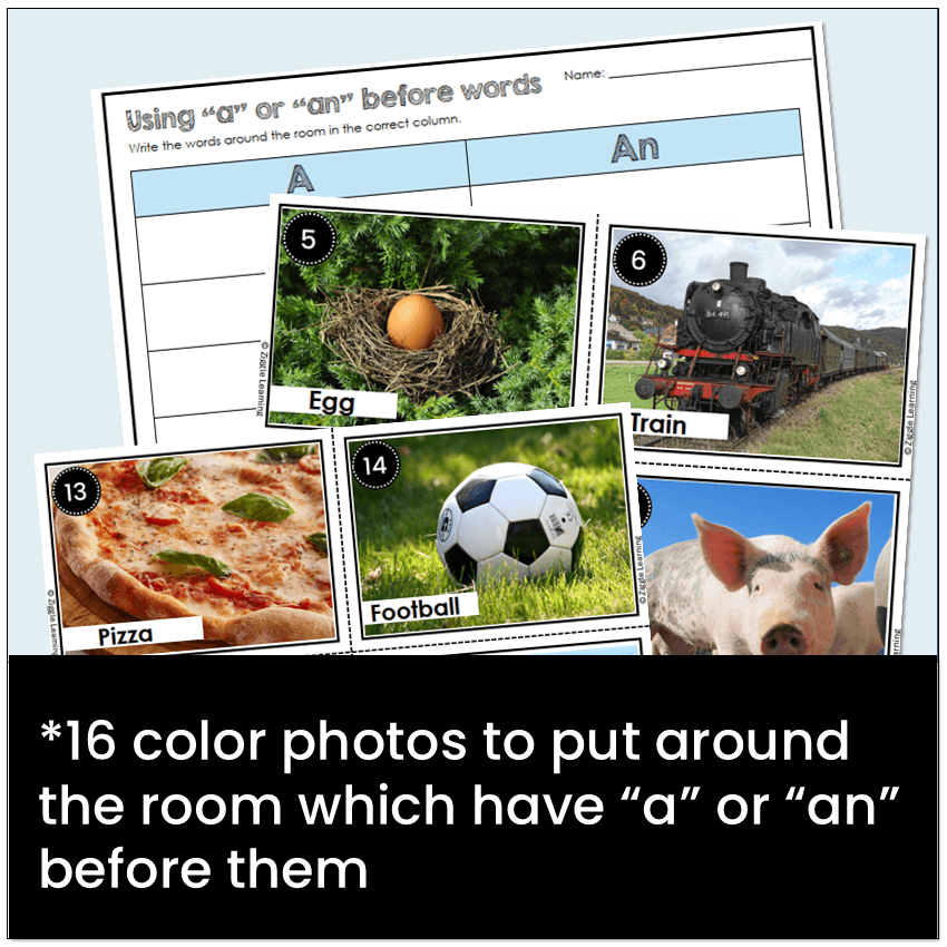 "A" or "An" Grammar Games Fun Practice Activities ESL ELL