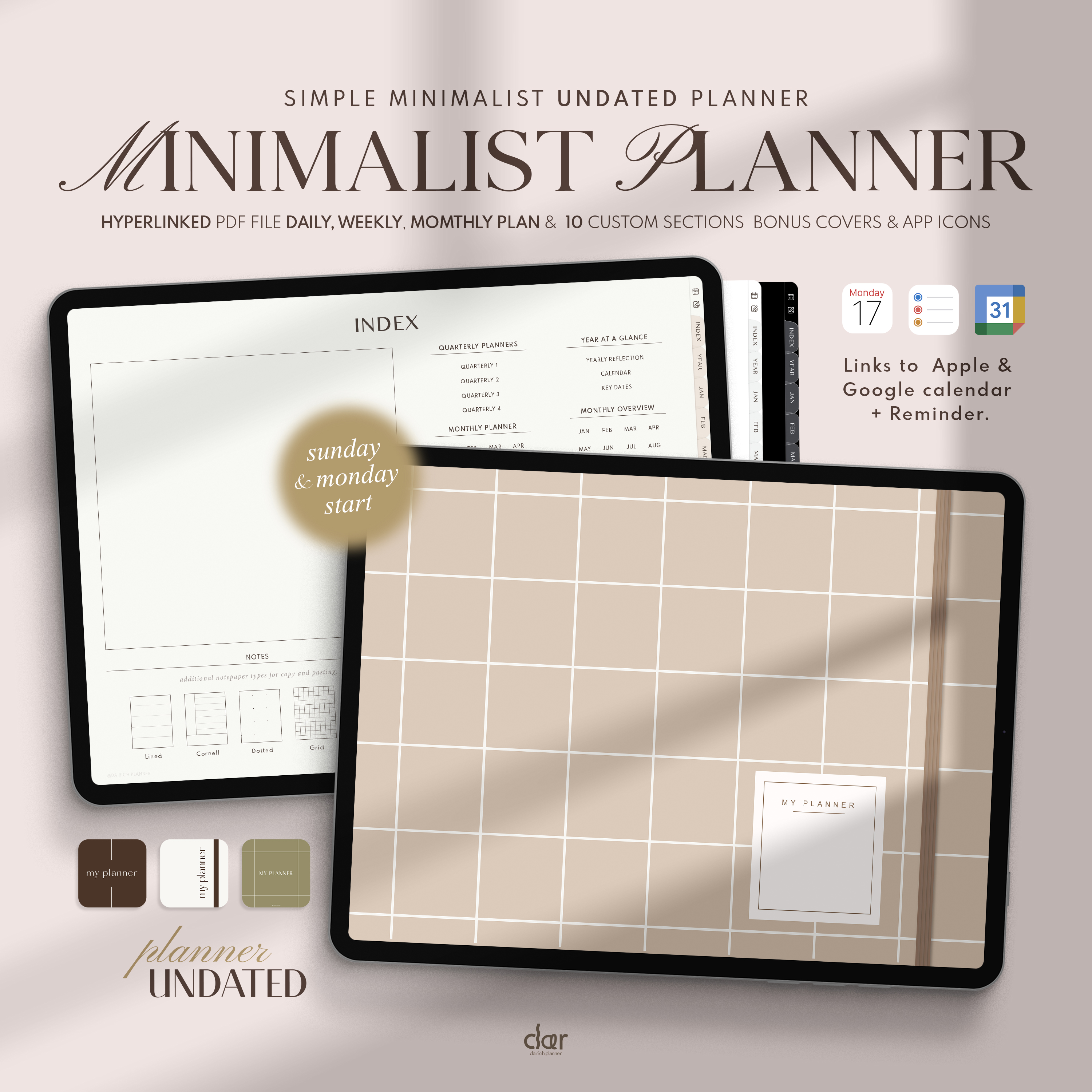 Simple Digital Planner, Minimalist Undated Planner - Payhip