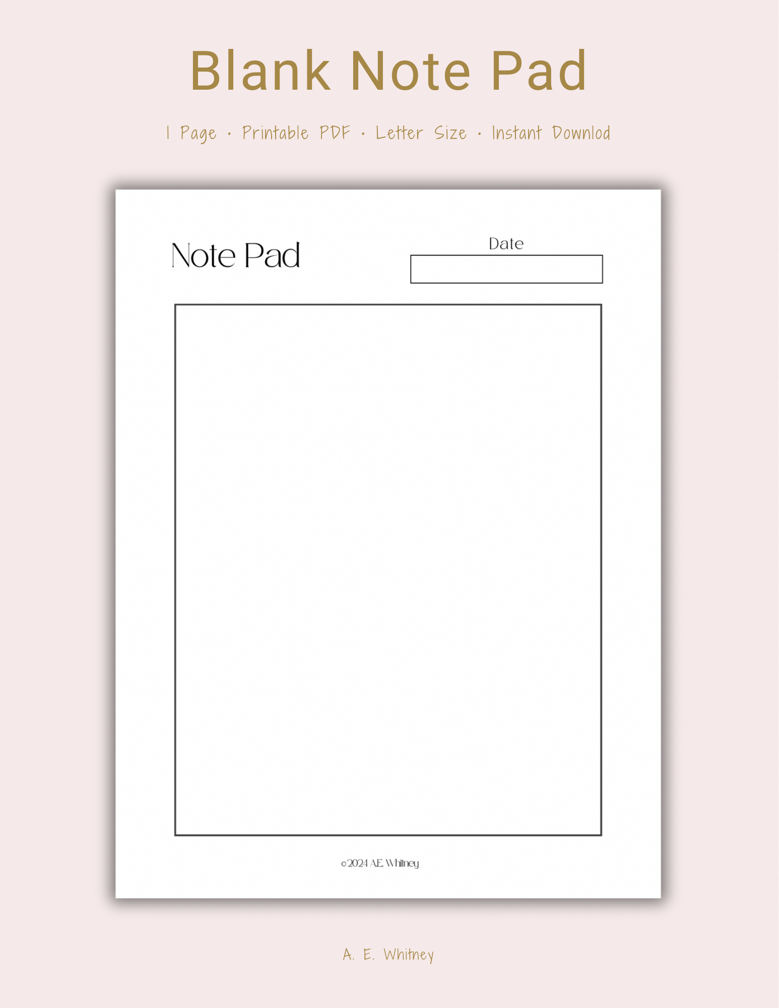 Blank Note Pad Journal Page Freebie - Payhip
