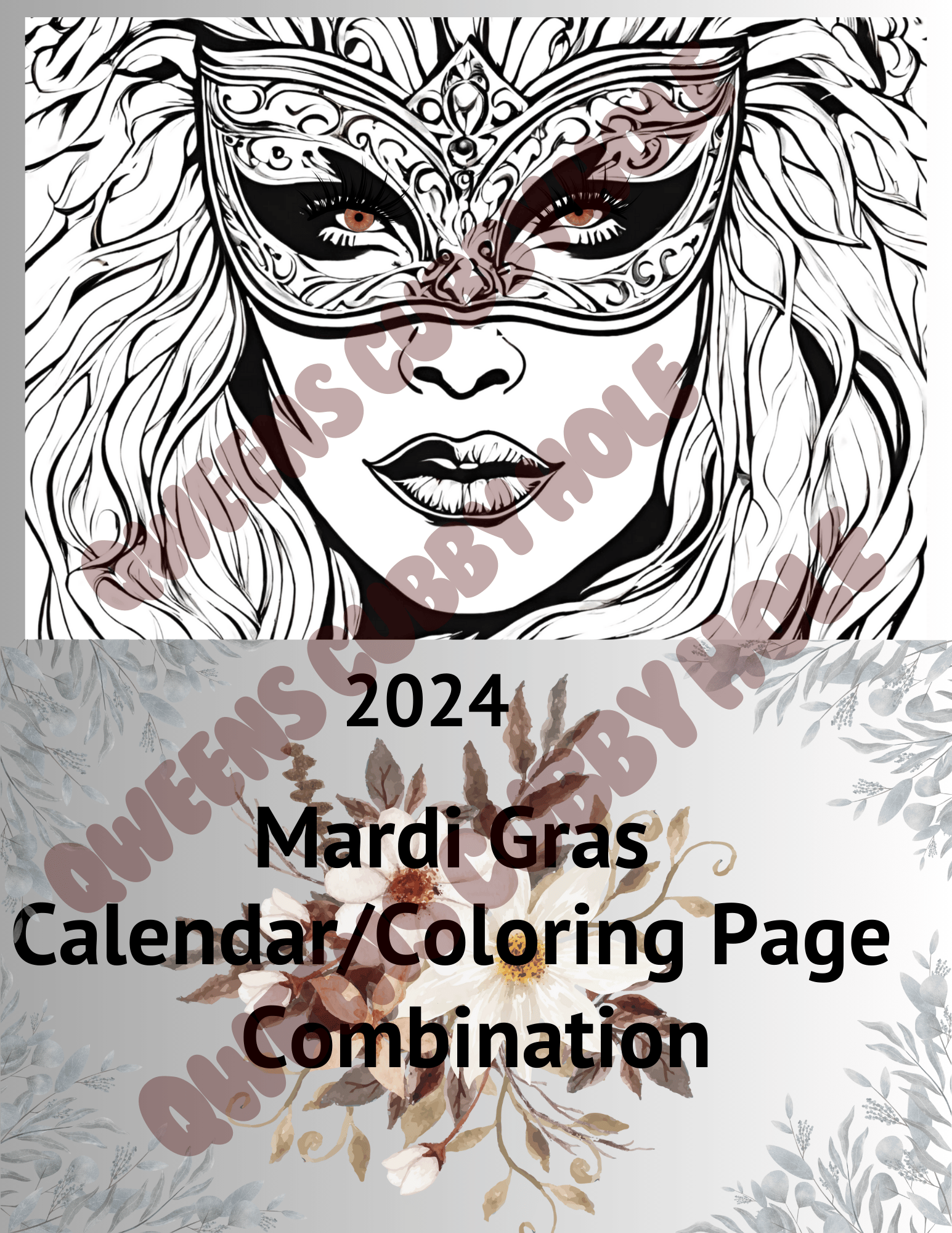 MARDI GRAS COLORING PAGE/CALENDAR COMBINATION 2O24 - Payhip
