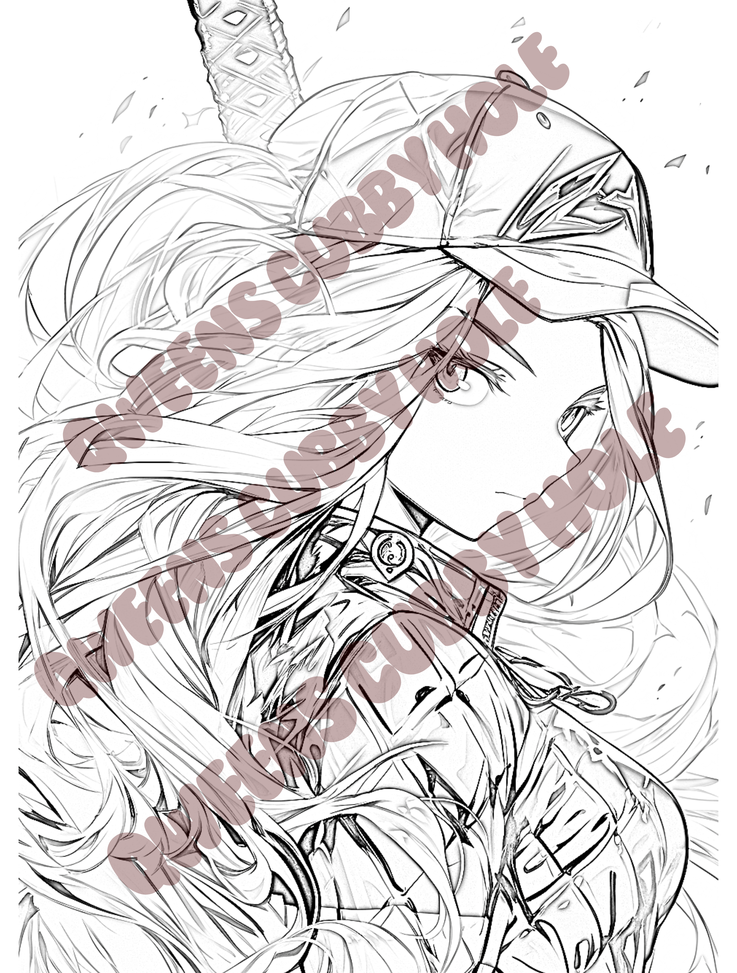 YOUR-GIRL ANIME close-up COLORING PAGE 1 - Payhip