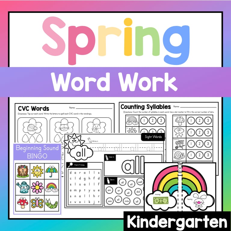 Spring Word Work - Phonics Games and Printables