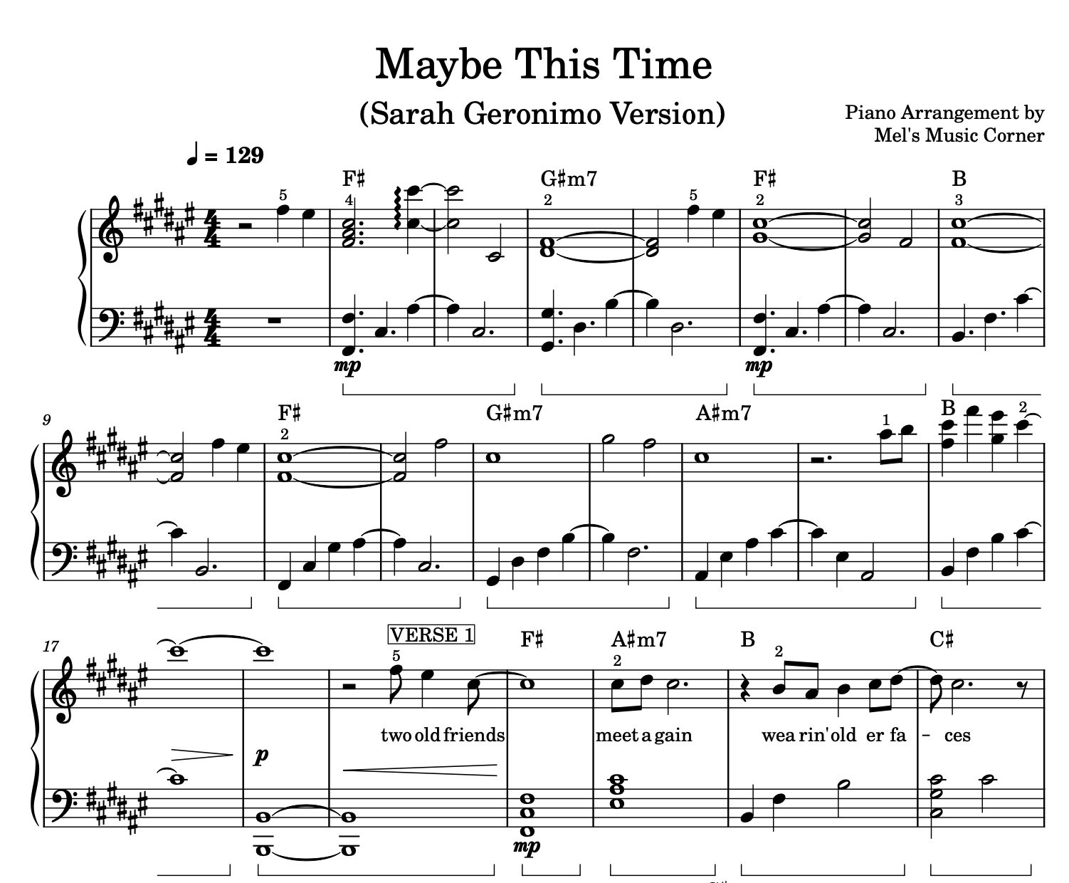 Maybe This Time by Sarah Geronimo PIANO SHEET MUSIC or MIDI - Payhip