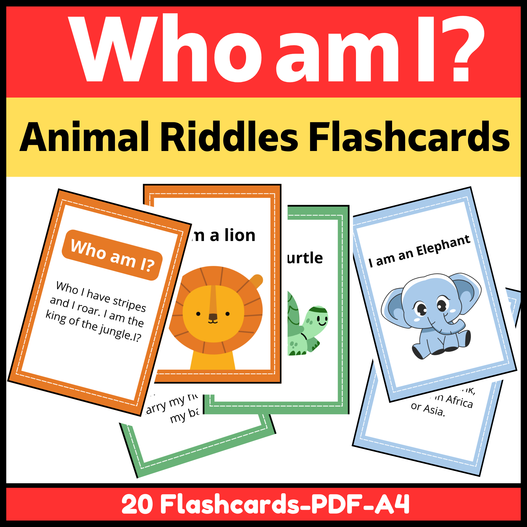 Guessing Game-Who am I? Animals' Flashcards -Animal Riddles Who Am I ...