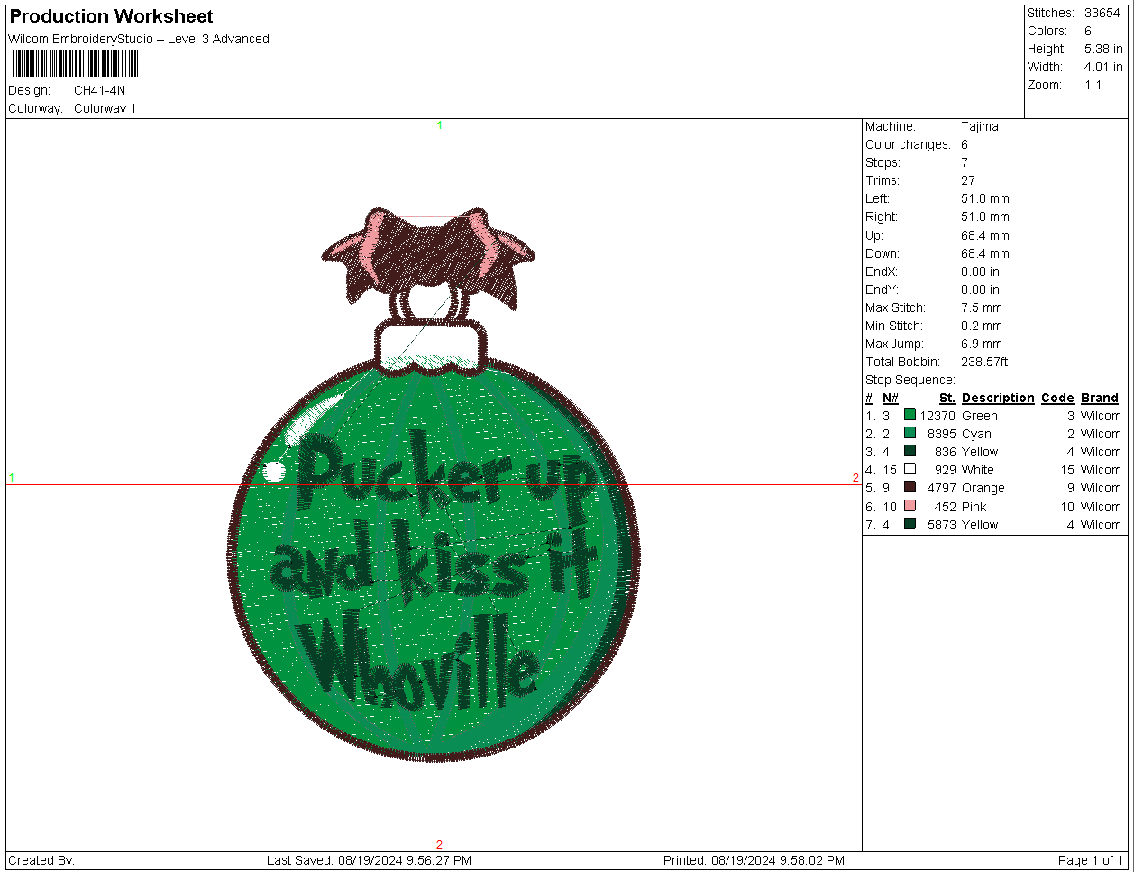 Pucker Up And Kiss It Whoville Embroidery, Christmas Ball Xmas Gift ...