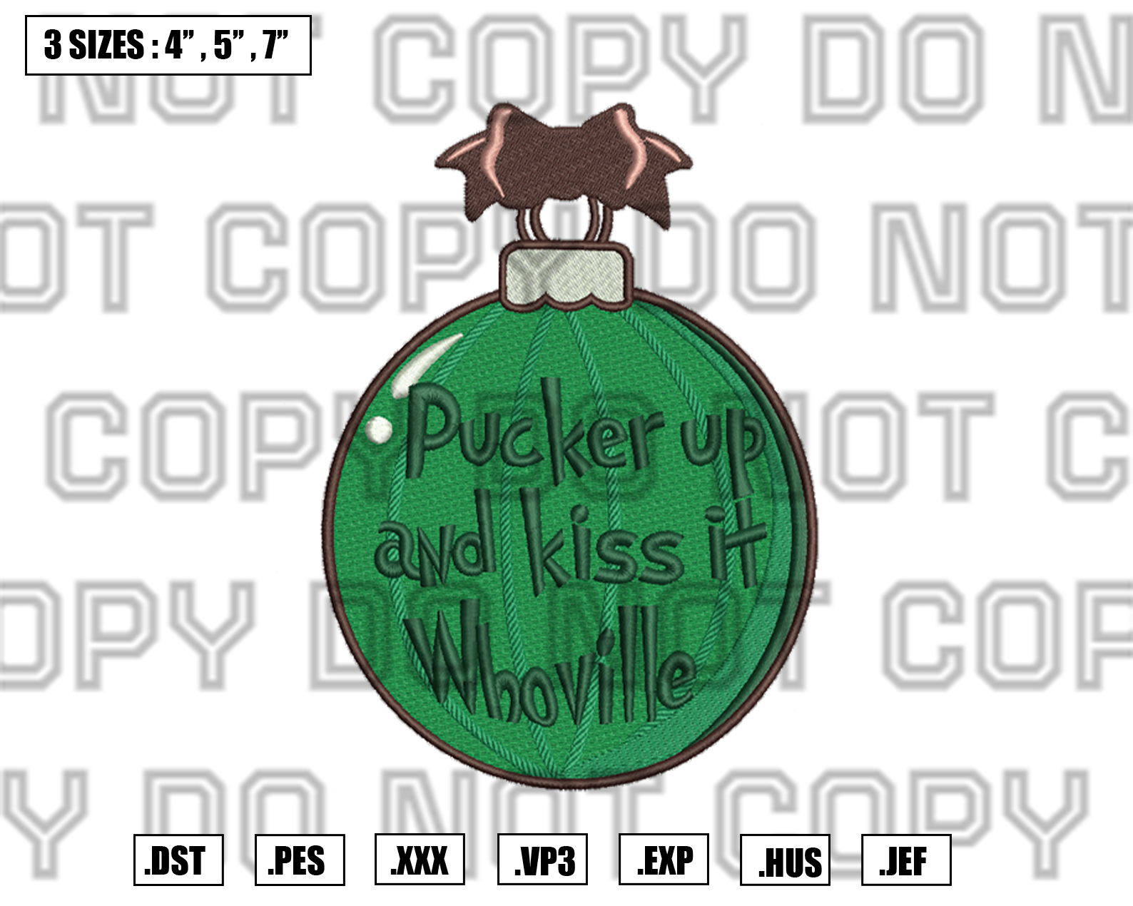 Pucker Up And Kiss It Whoville Embroidery, Christmas Ball Xmas Gift ...