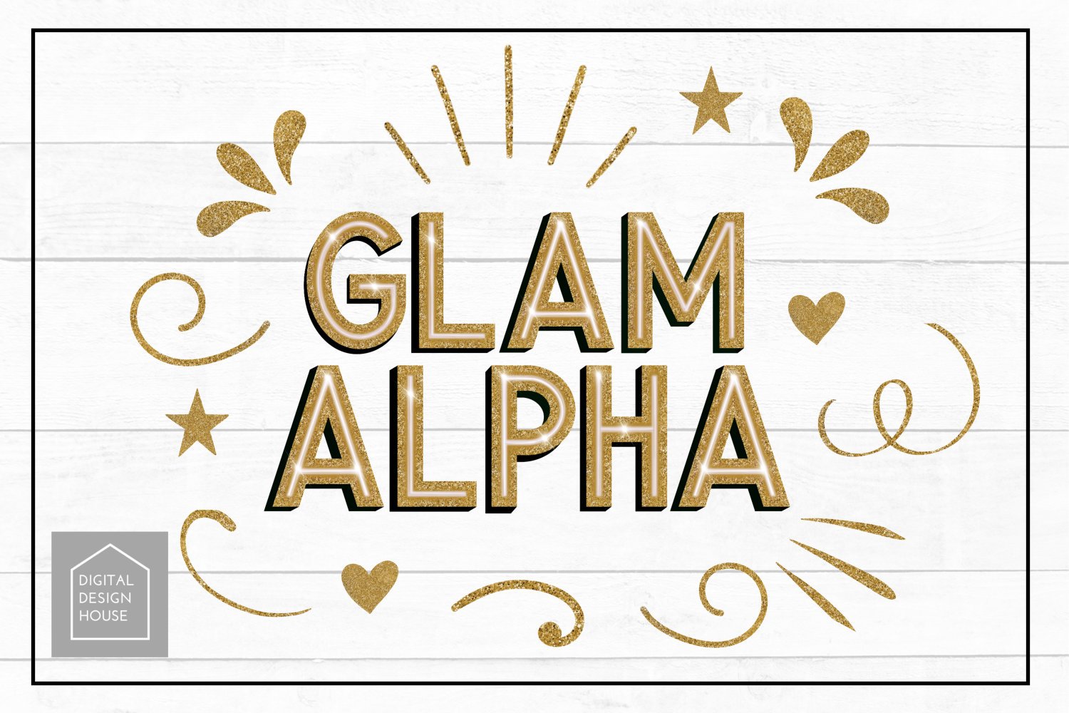 GOLD Glitter GLAM ALPHA Letters A to Z, Numbers and Flourishes - Payhip