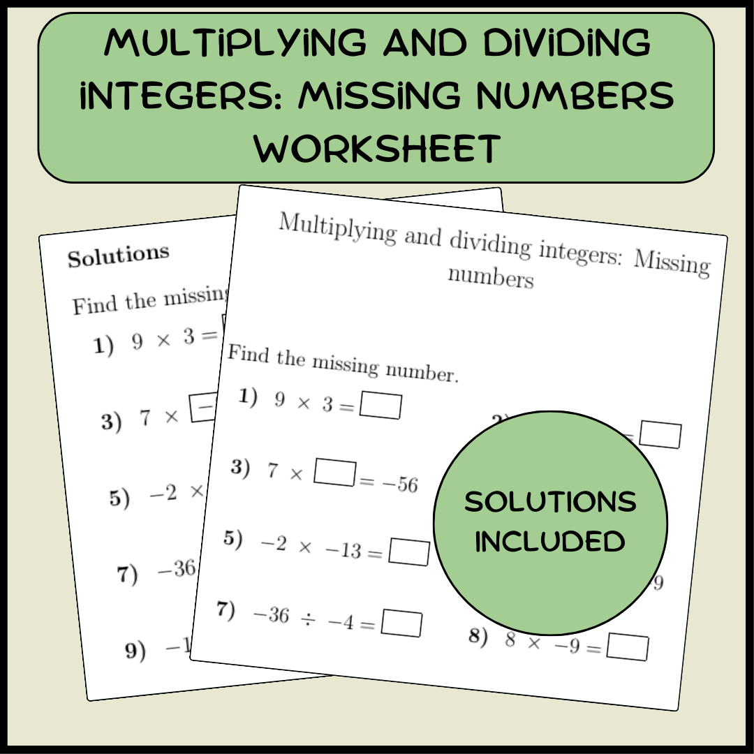 Multiplying And Dividing Integers Worksheet With Answers Multiplying