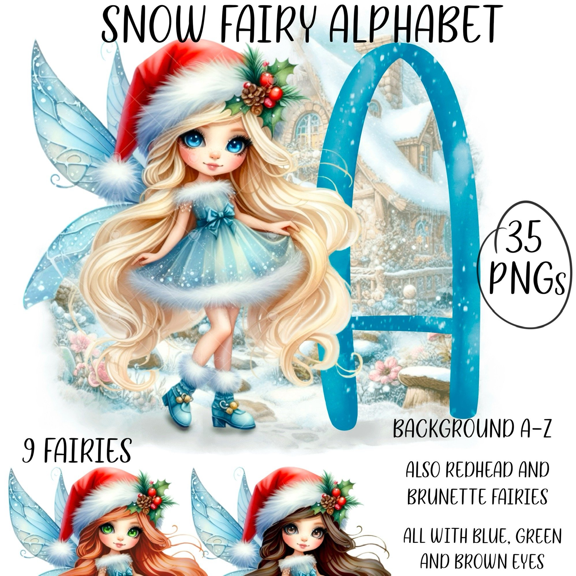 Christmas winter fairy. 35 PNGs, you will receive 9 fairies: each fairy ...