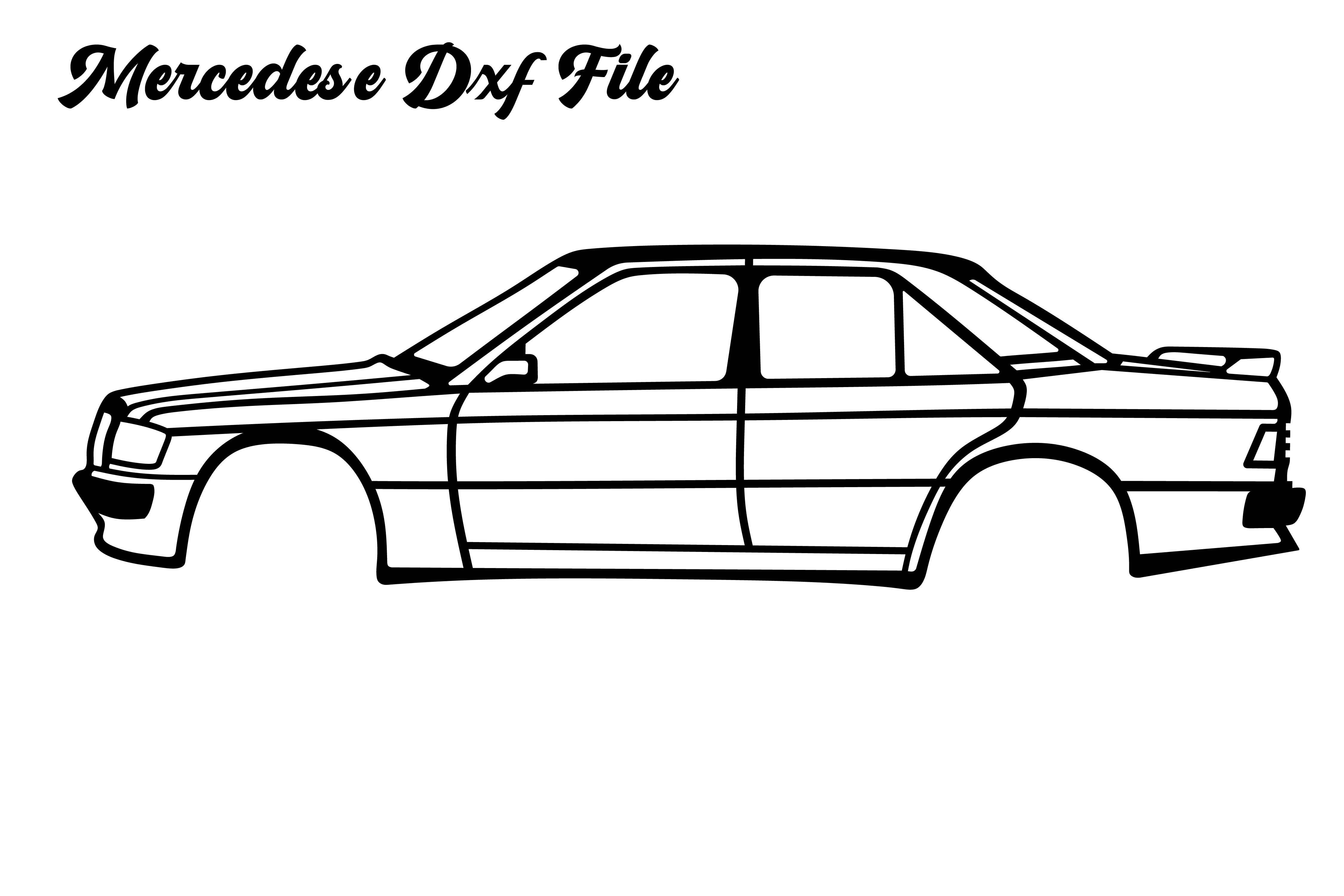 Mercedes 190 E Vehicle Vector DXF File for CNC Cutting - Payhip